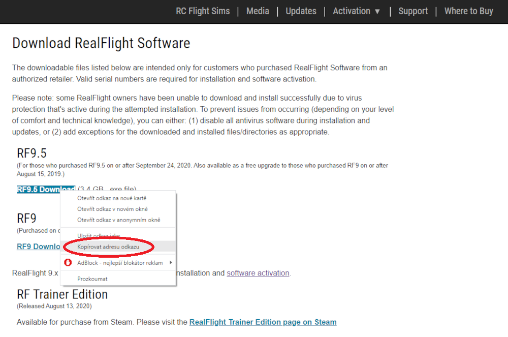 RealFlight 9 simulátor - instalační software | Astra