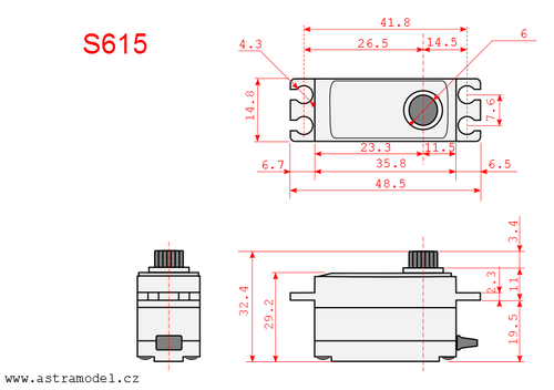 Spektrum S615 2.2KG Mini Servo Waterproof (SPMS615) | Astra