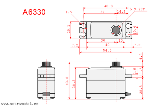 Spektrum servo A6330 HV Brushless 17kg.cm 23T (SPMSA6330) | Astra