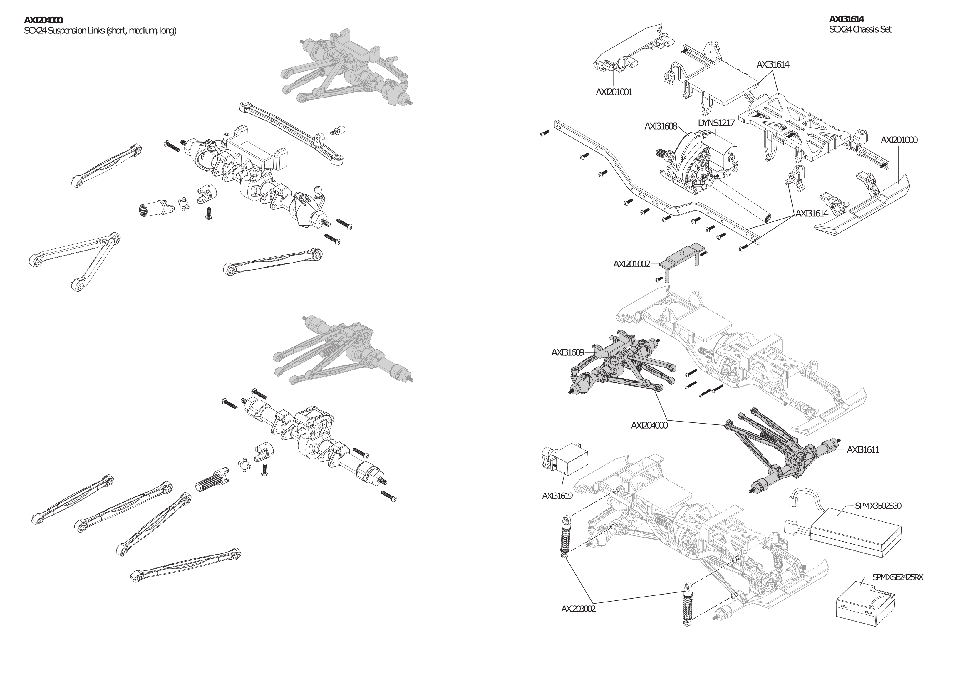 Exploded view: SCX24 Jeep Wrangler JLU CRC 2019 V3 1:24 4WD RTR ...