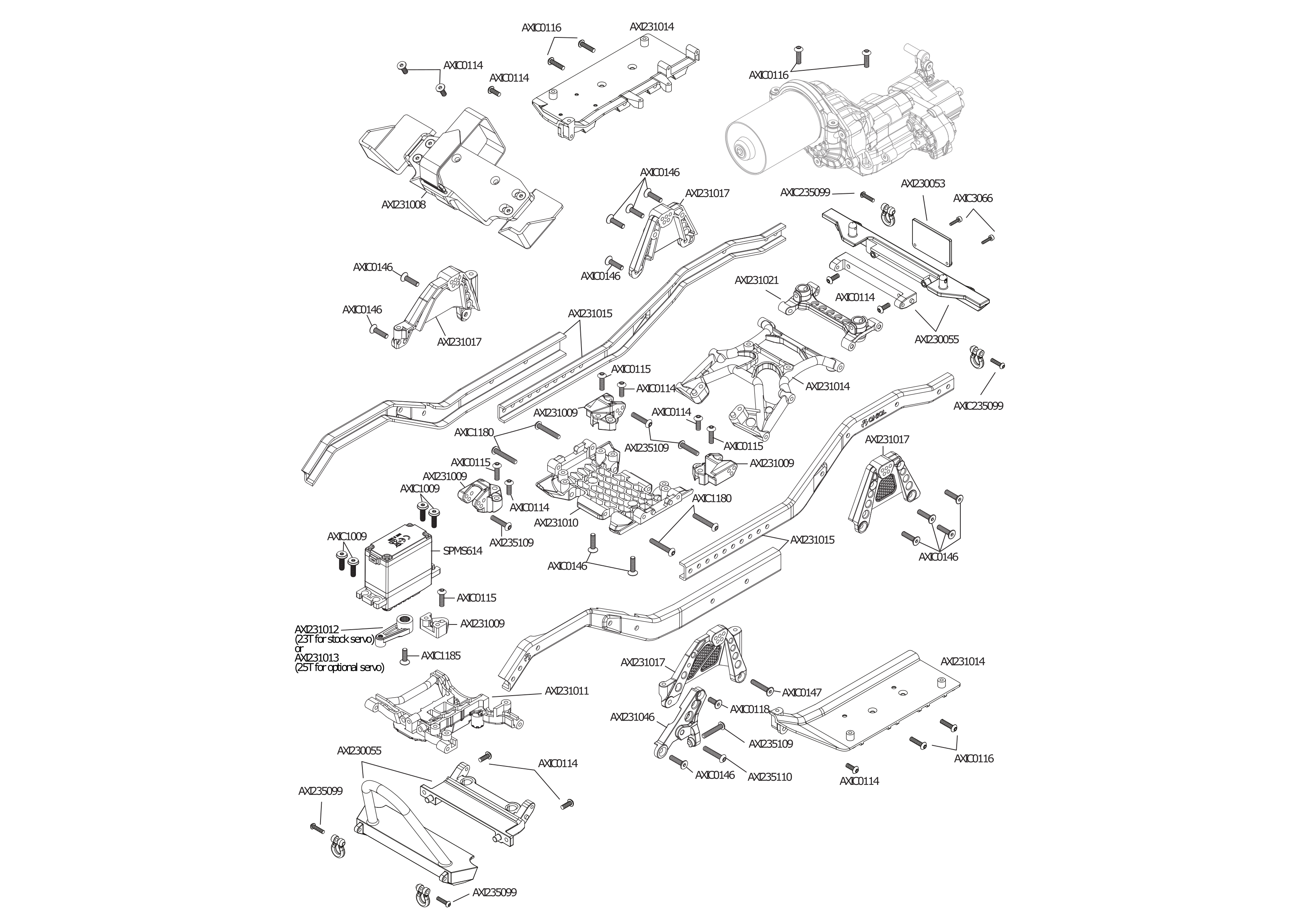 Exploded view: SCX10 III Jeep CJ-7 1:10 4WD RTR - Chassis | Astra