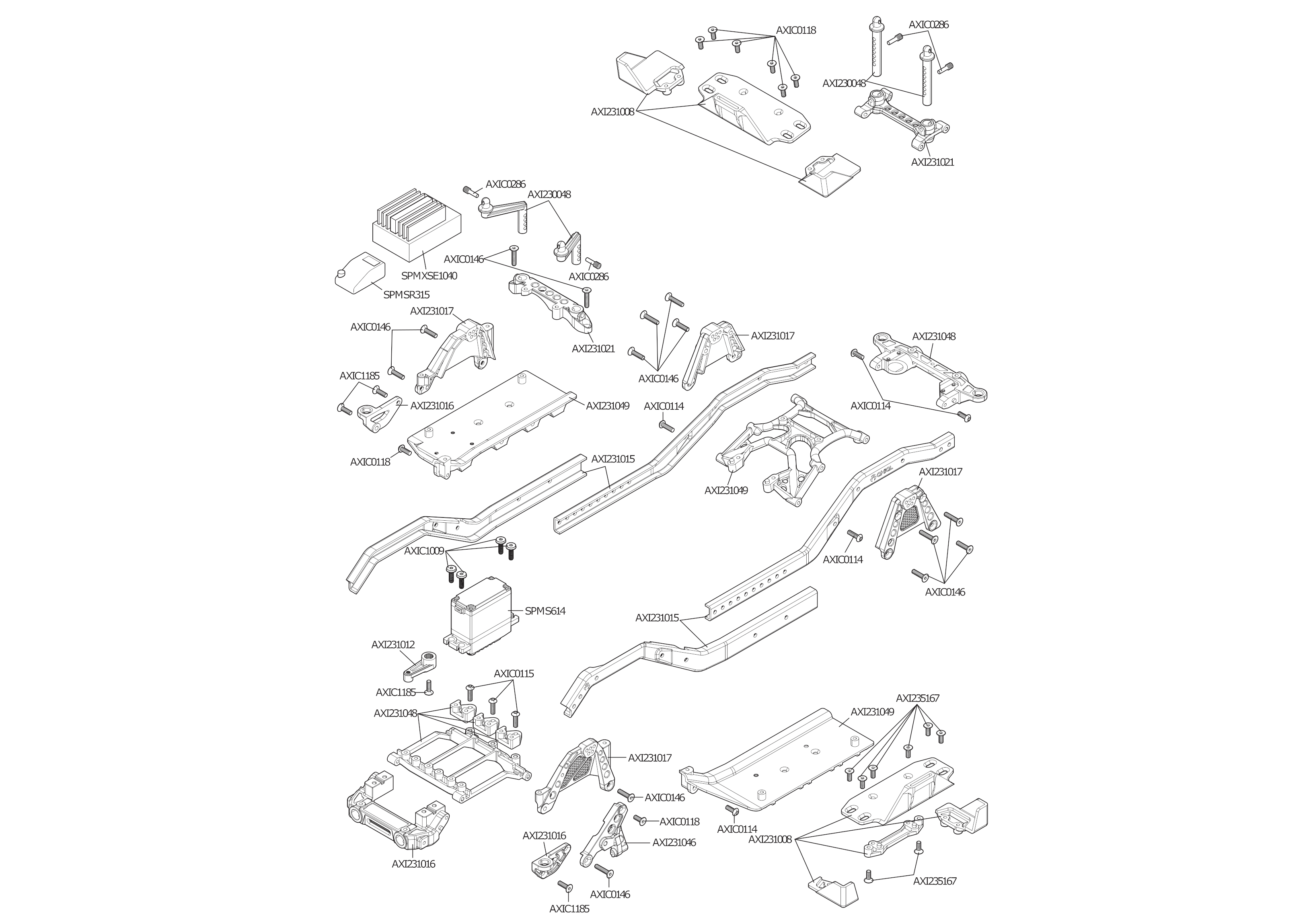Exploded view: SCX10 III Base Camp 1982 Chevy K10 1:10 4WD RTR ...