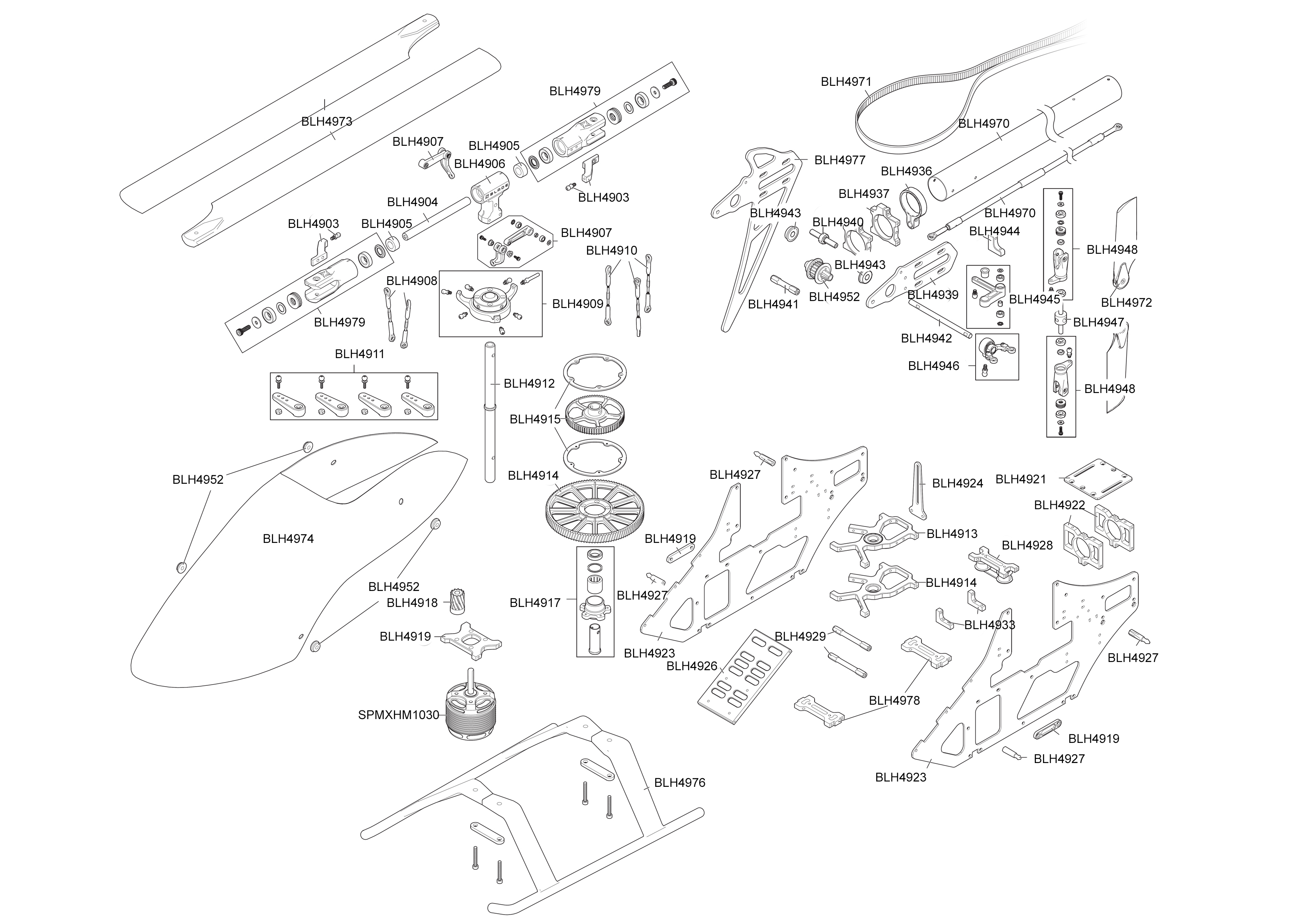 Exploded view: Fusion 550 Quick Build Kit - Chassis | Astra