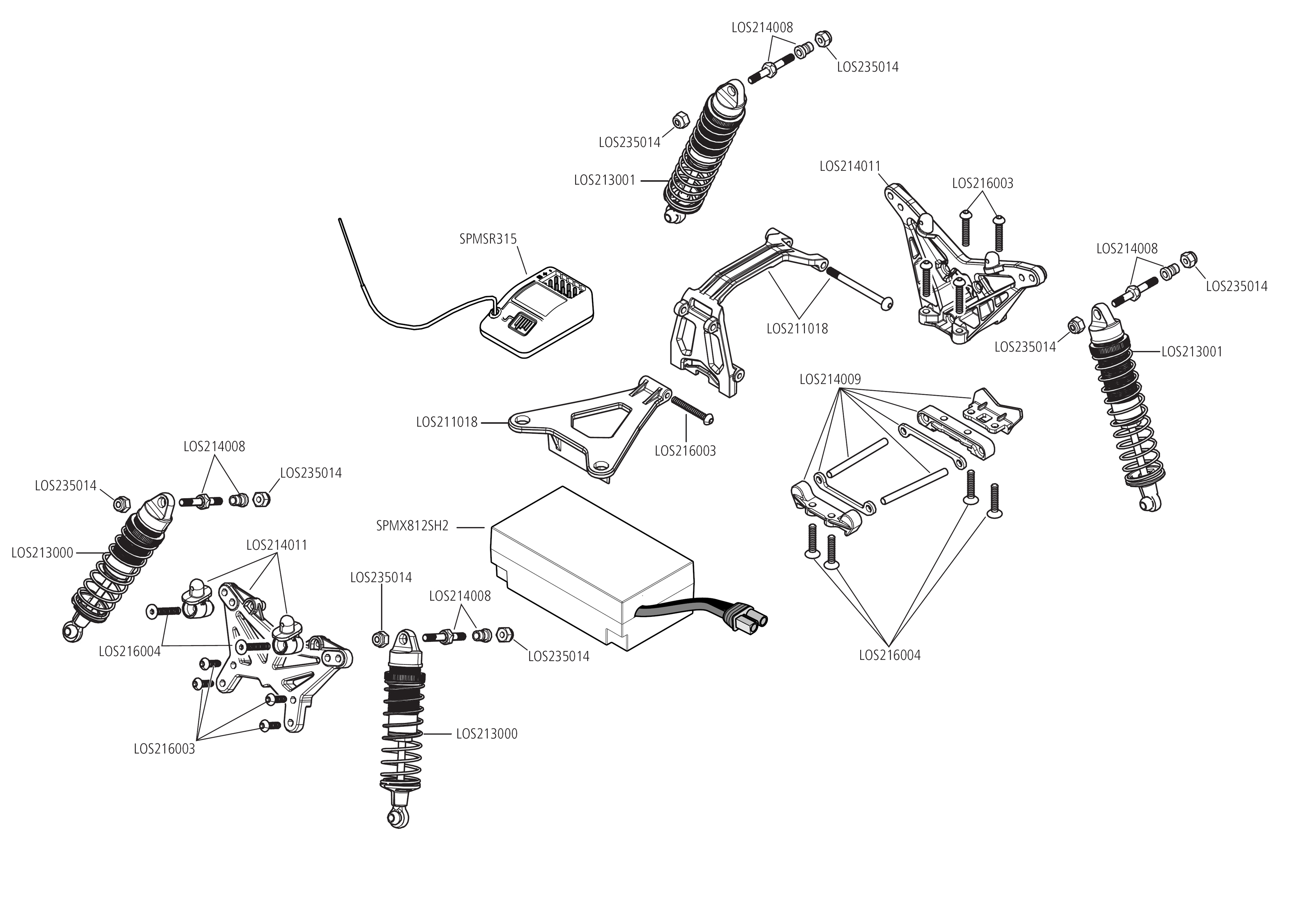 Exploded view: Mini-T 2.0 V2 Brushless 1:18 RTR - Rear part | Astra