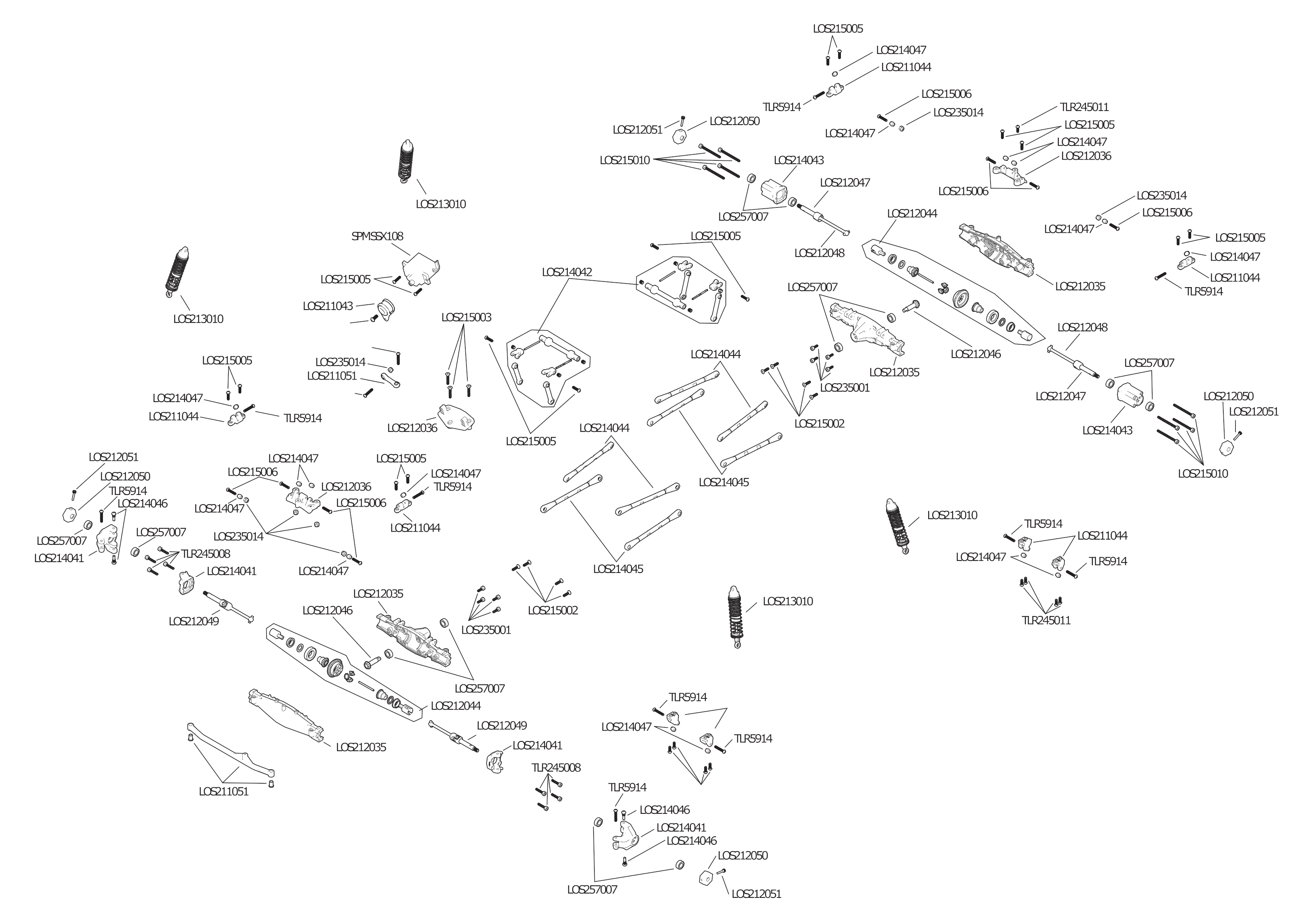 Exploded view: Mini LMT 1:18 4WD RTR - Suspension | Astra