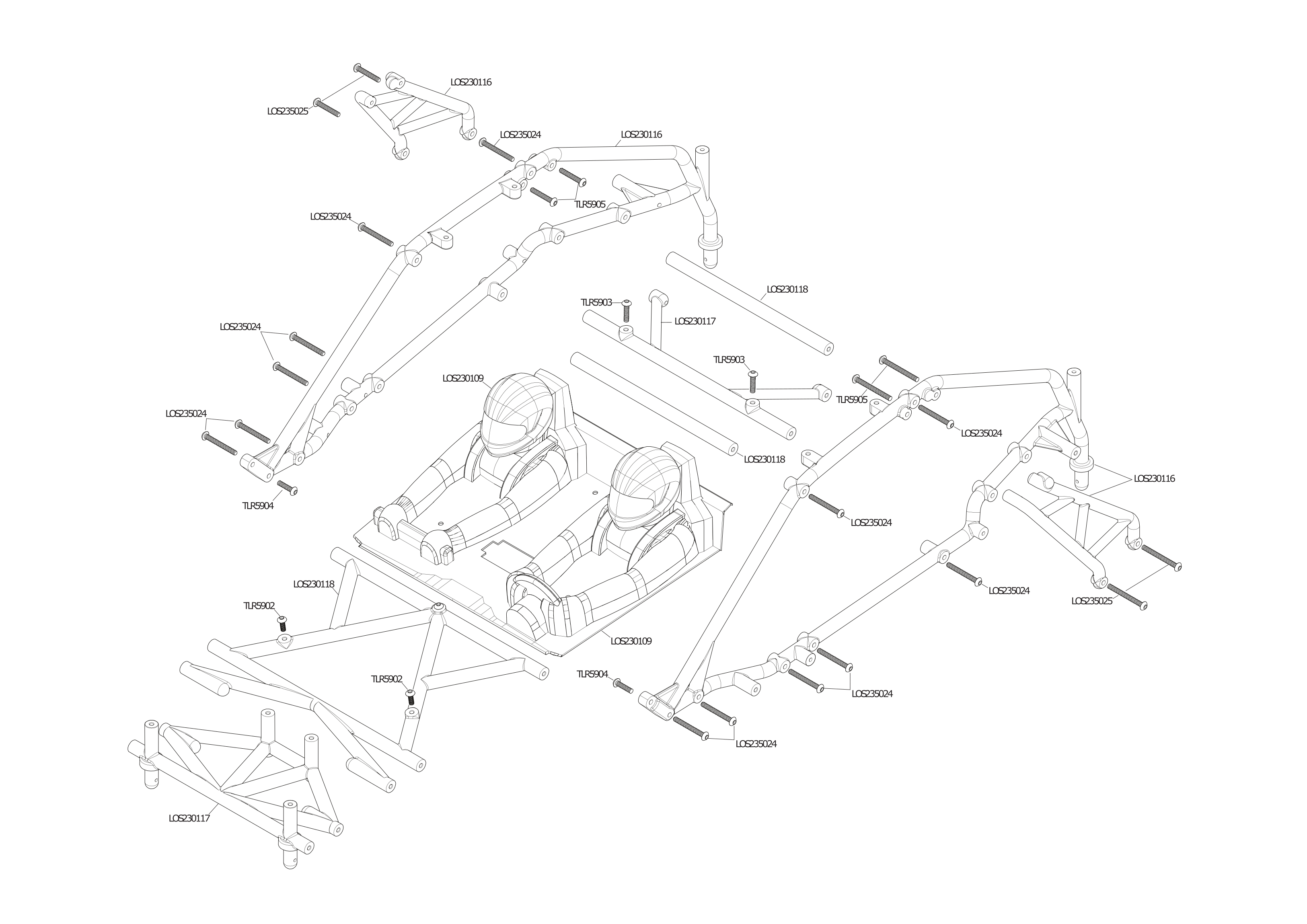 Exploded view: Losi RZR Rey 1:10 4WD RTR - | Astra