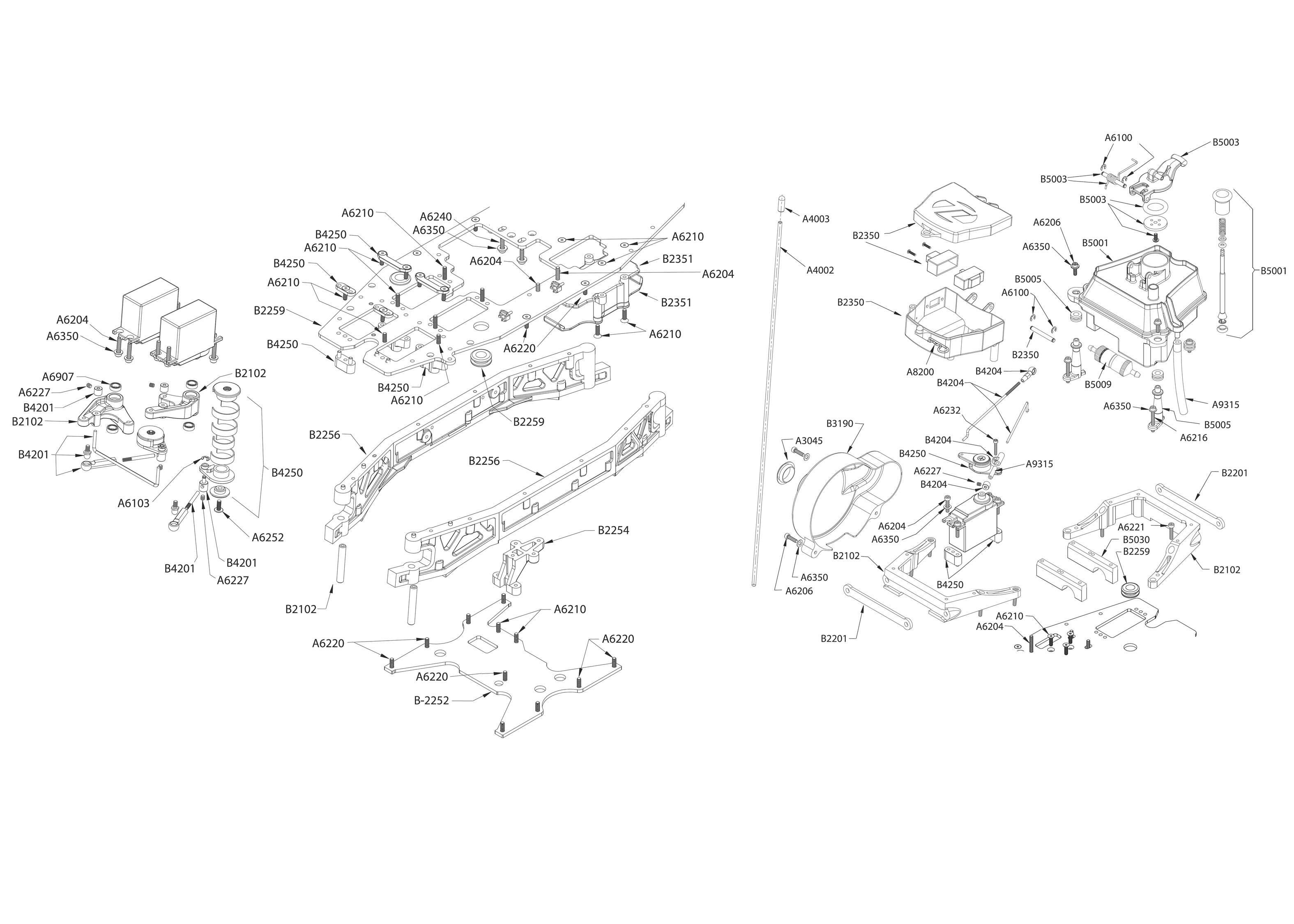 Exploded view: LST Aftershock Monnster Truck LE 1:8 4WD RTR - Chassis ...