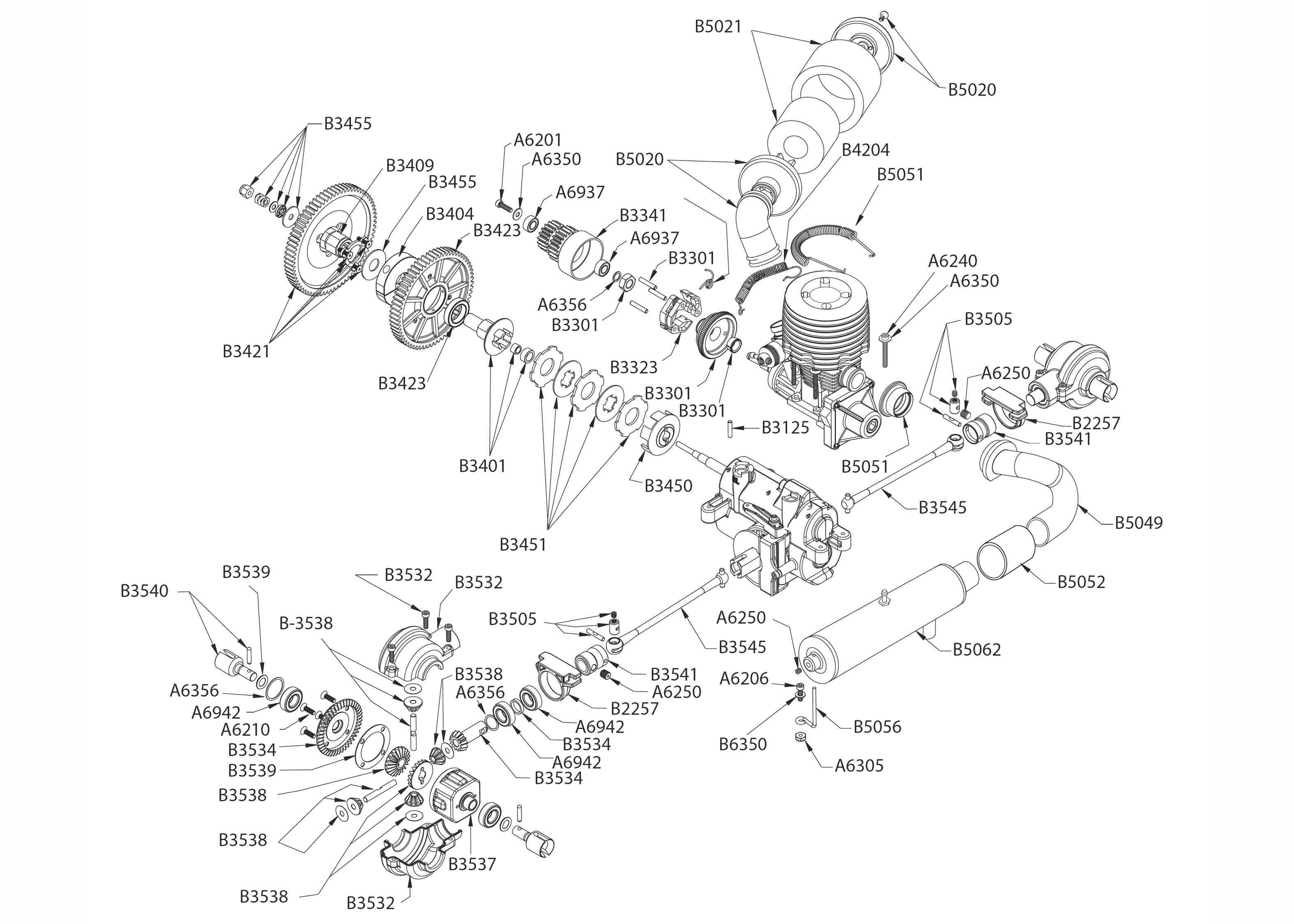 Exploded view: LST Aftershock Monnster Truck LE 1:8 4WD RTR ...