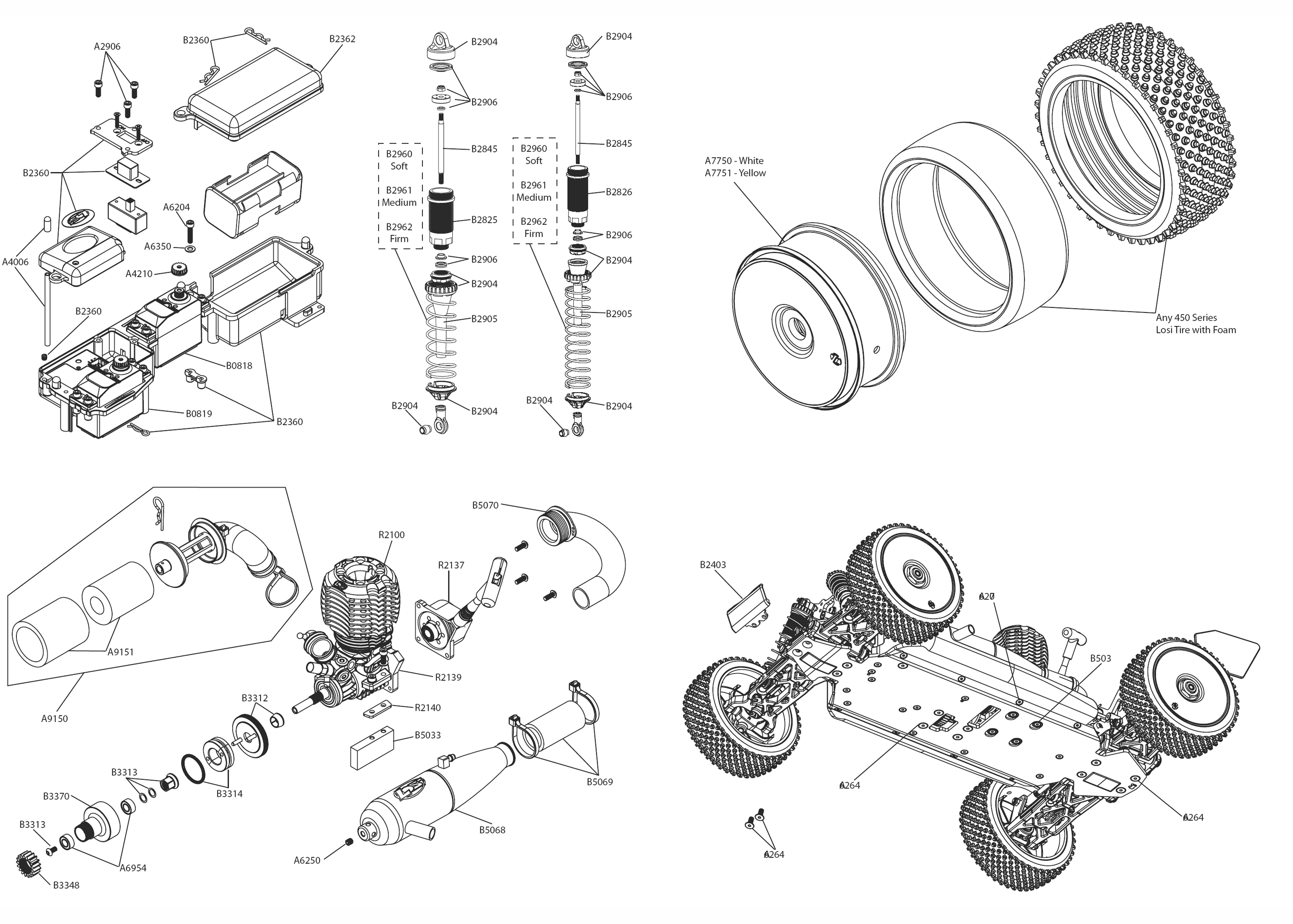 Exploded view: 810 Buggy 1:8 4WD RTR - Driveshaft | Astra