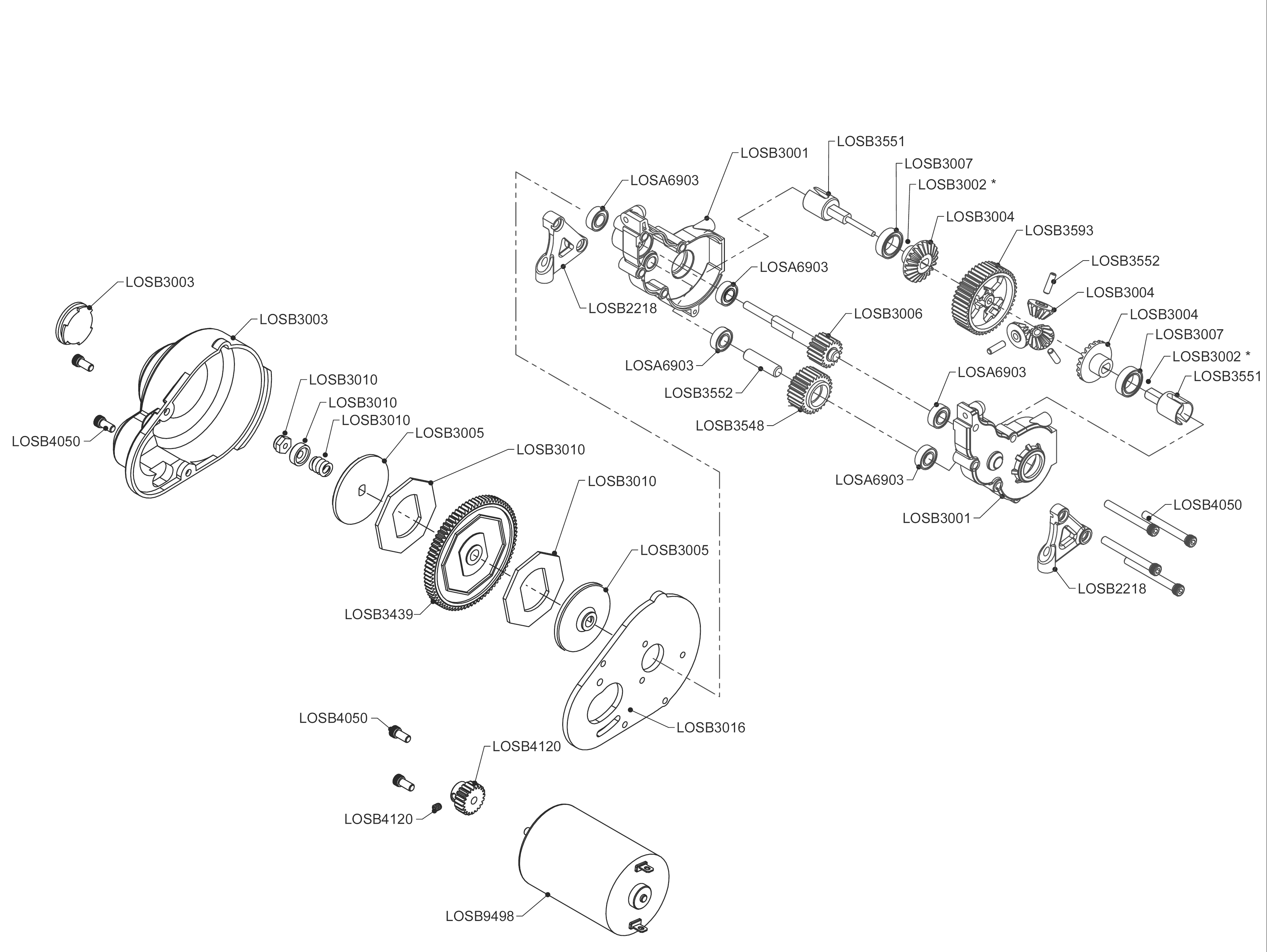 Exploded view: Losi Strike SCT 1:10 RTR - | Astra
