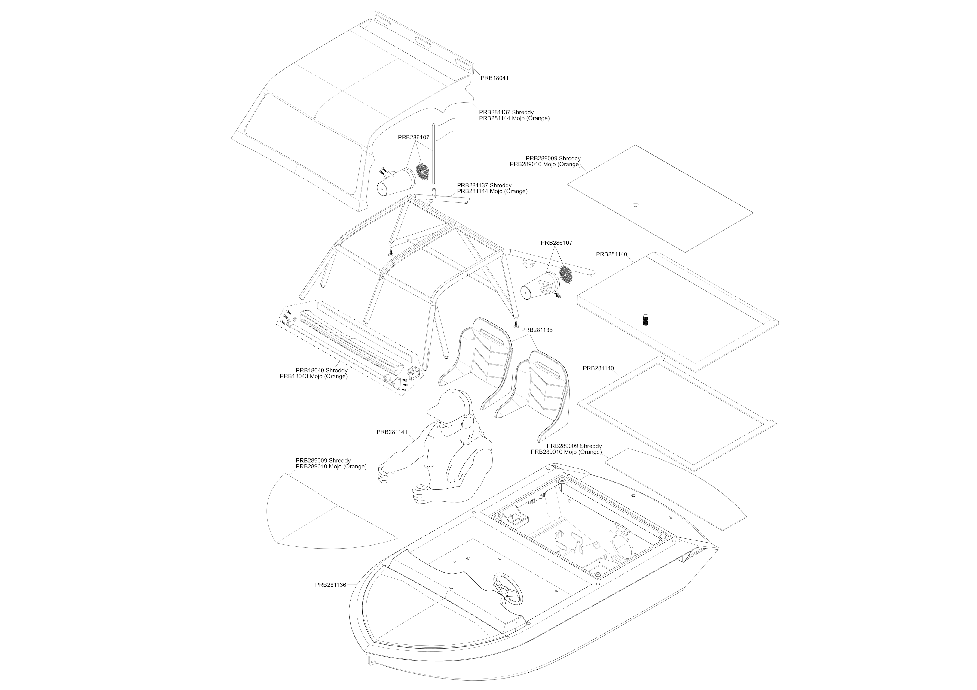 Exploded view: Jetstream 24" Jet Boat RTR - All parts | Astra