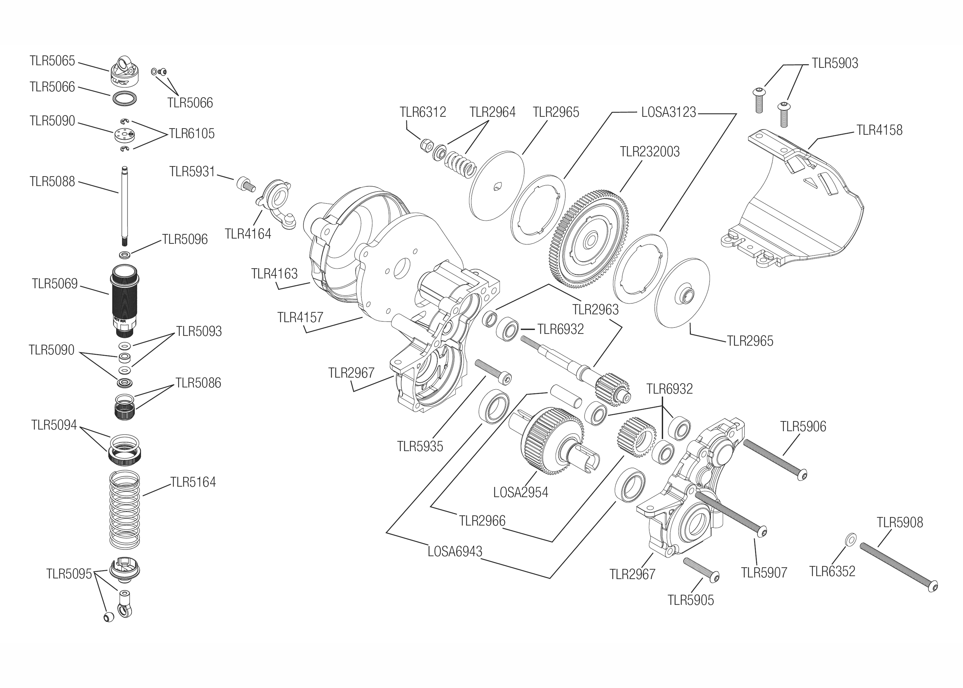 Exploded view: TLR 22 SCT 1:10 2.0 2WD RTR - Driveshaft | Astra