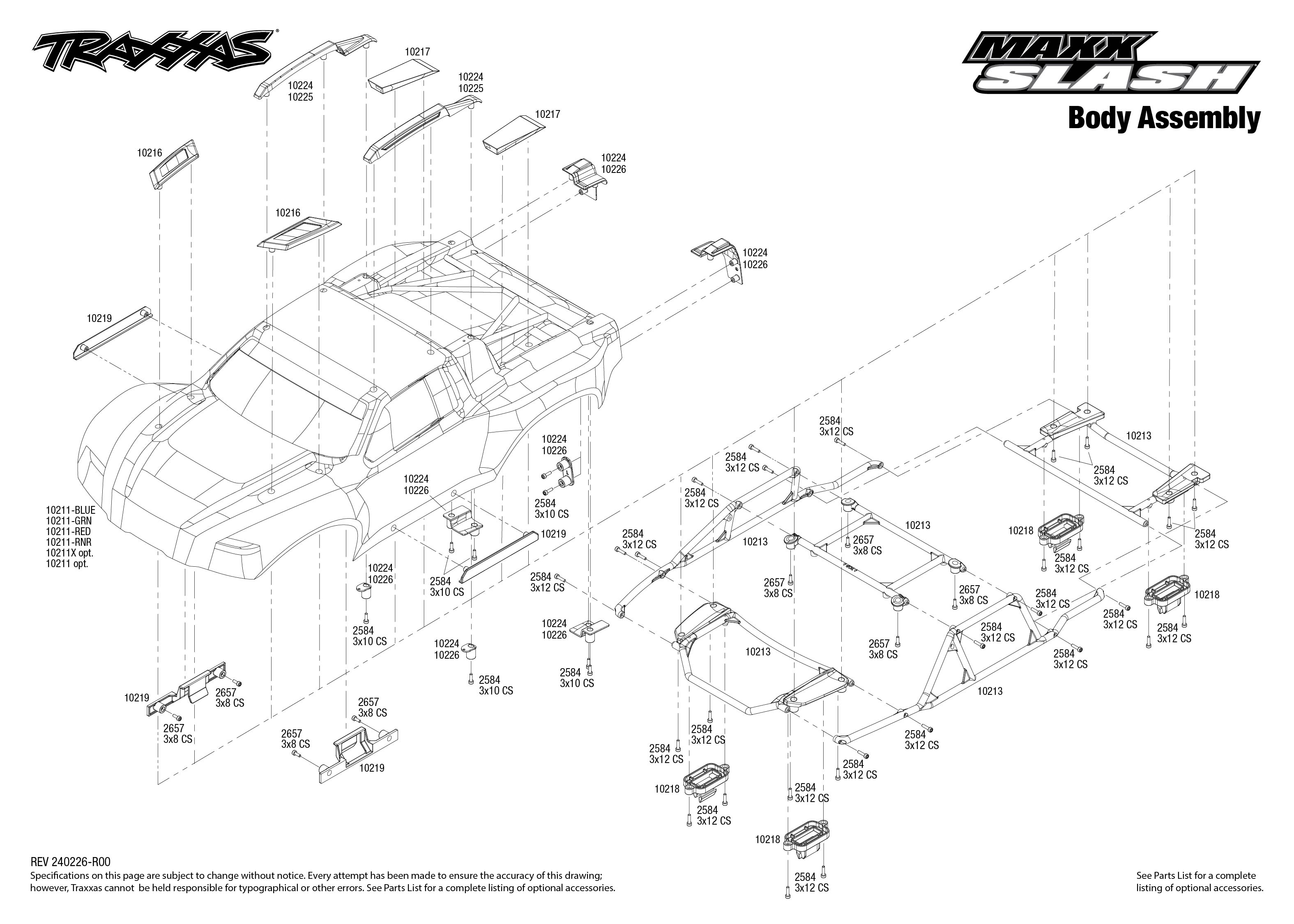 Exploded view: Maxx Slash 1:8 4WD RTR - Body | Astra