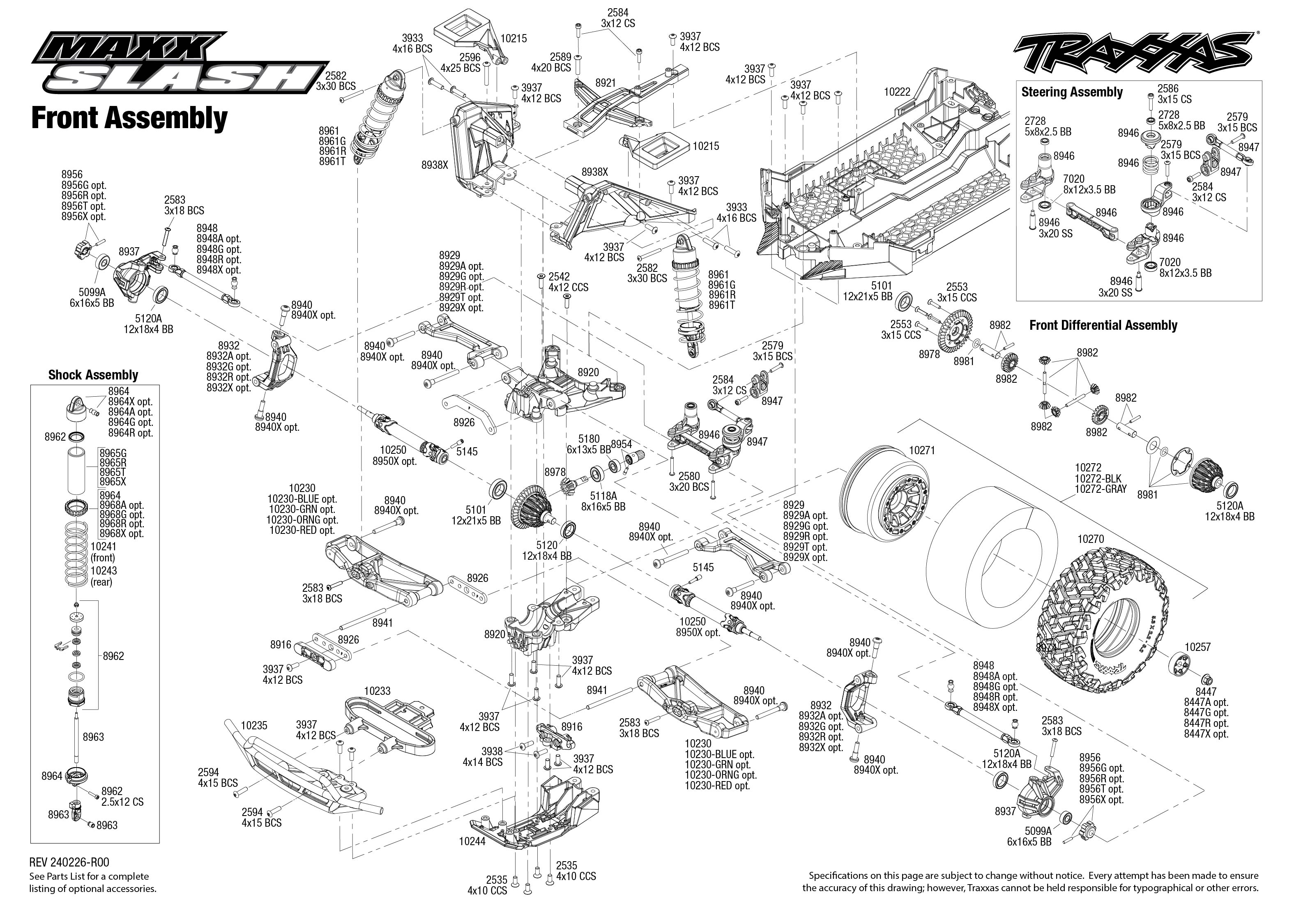 Exploded view: Maxx Slash 1:8 4WD RTR - Front part | Astra