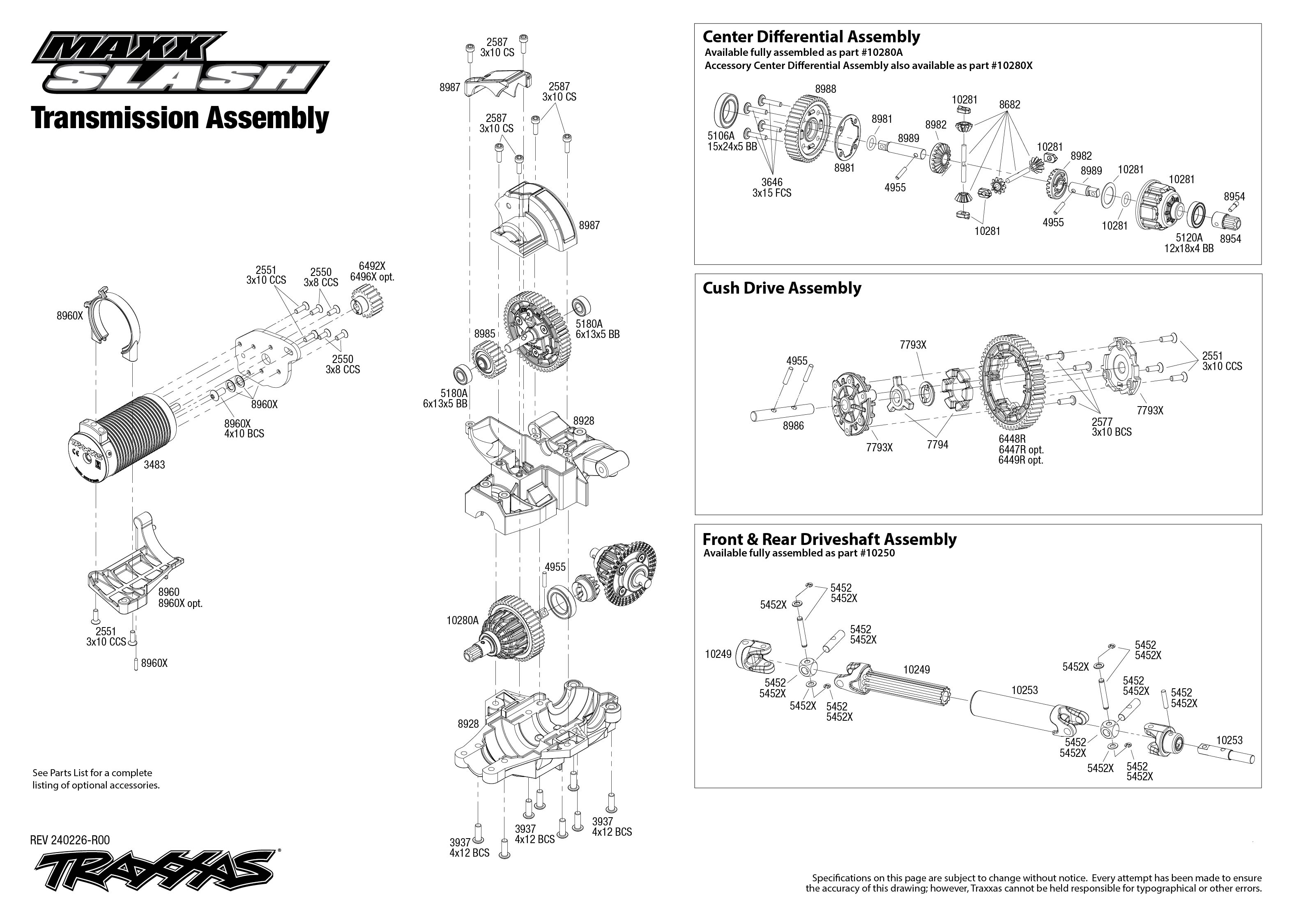 Exploded view: Maxx Slash 1:8 4WD RTR - Transmission | Astra