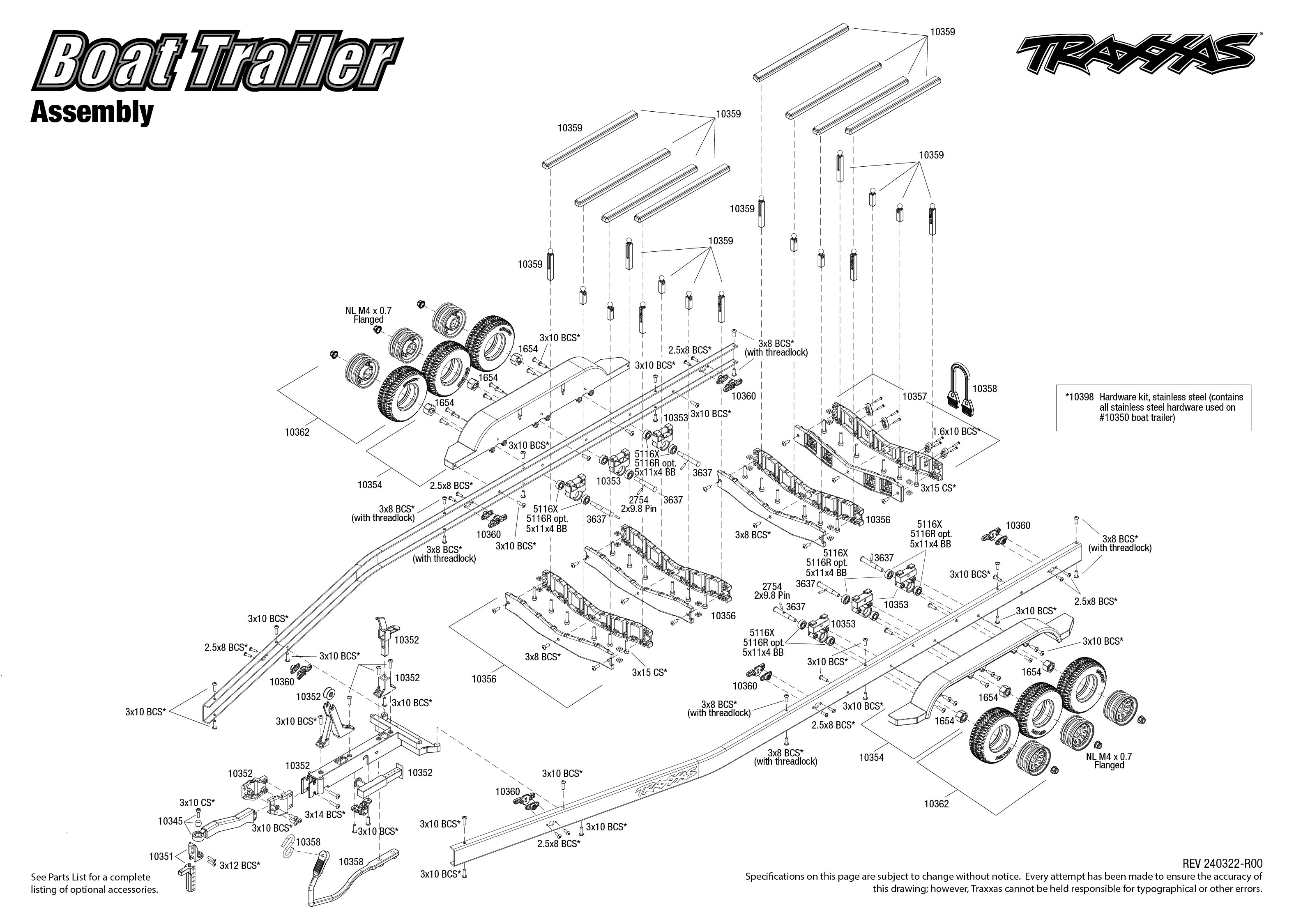 Exploded view: Traxxas přívěs pro Spartan/DCB M41 - Chassis | Astra