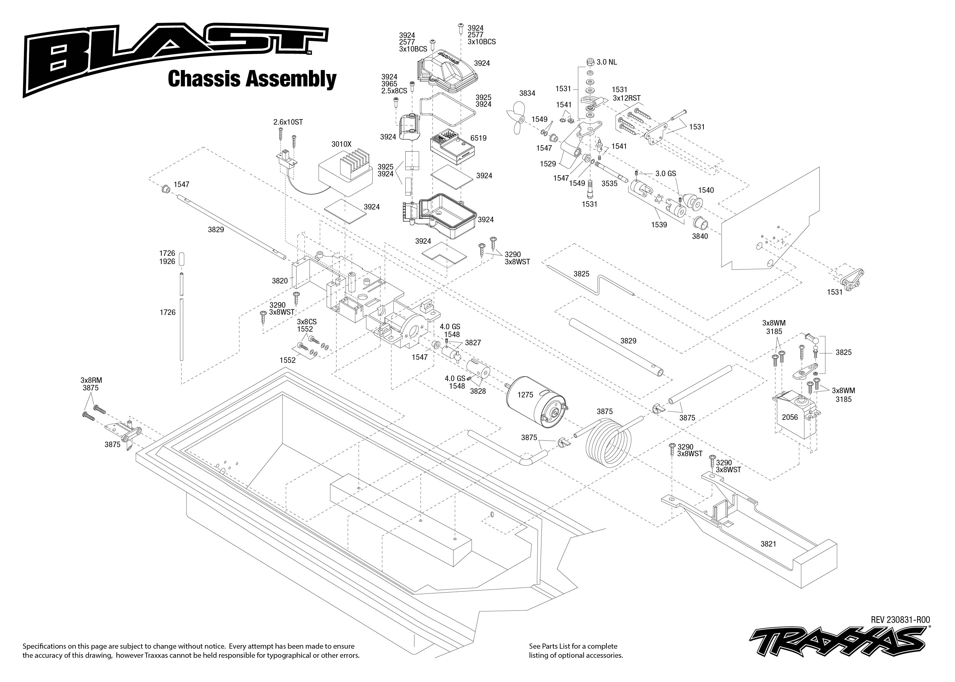Exploded view: Blast RTR - Chassis | Astra