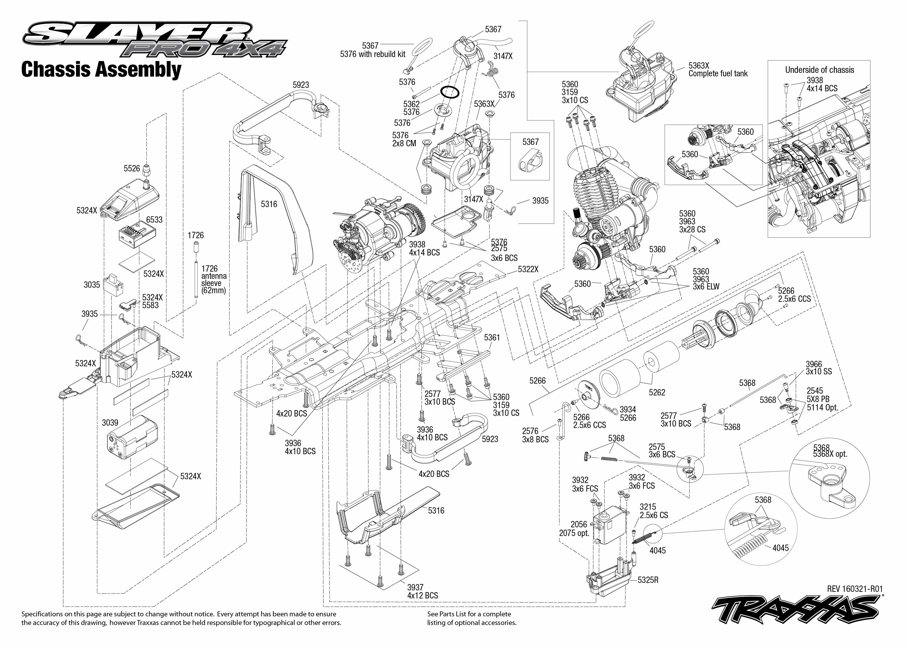 Exploded view: Traxxas Nitro Slayer 1:8 TQi RTR - Chassis | Astra