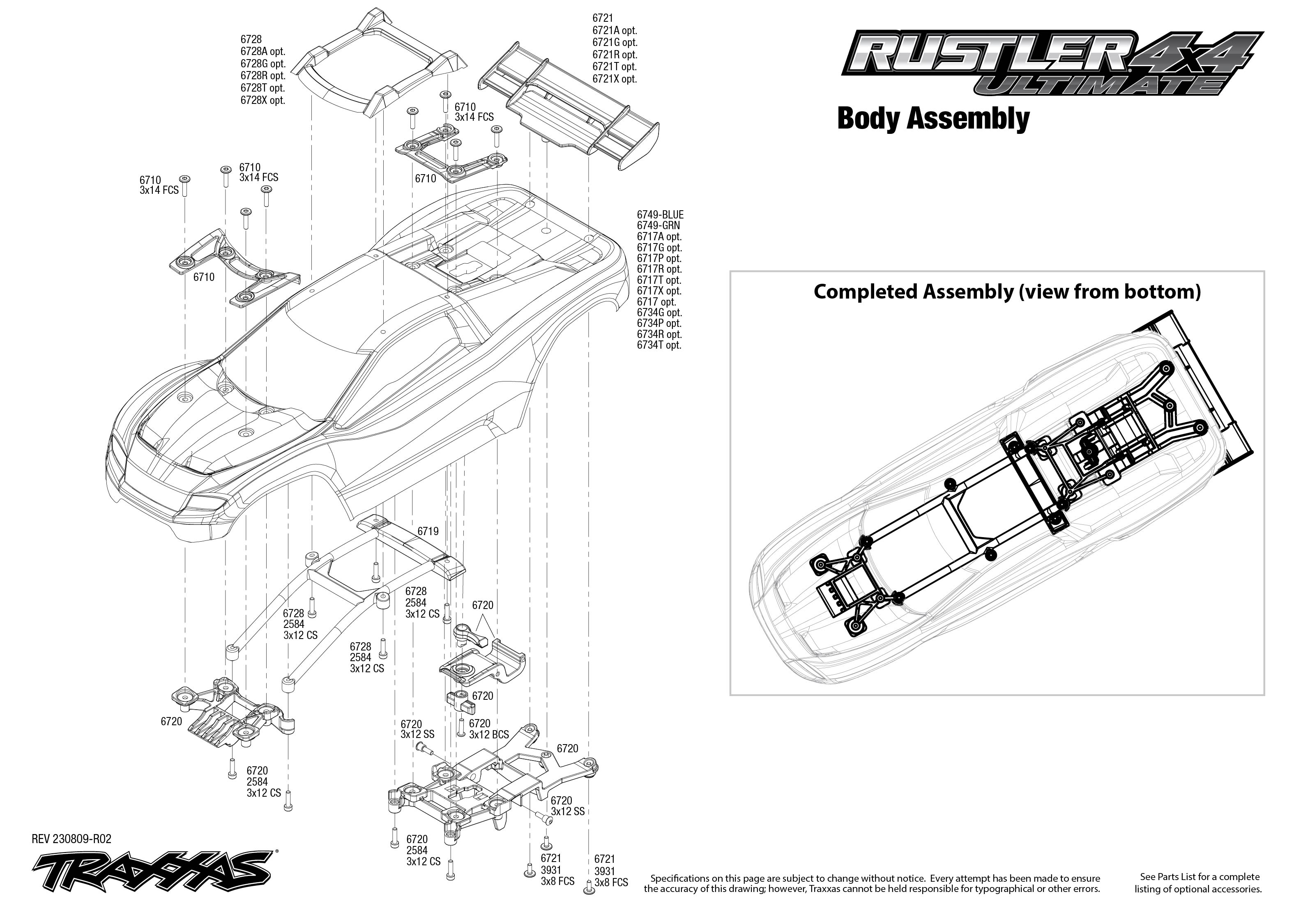 Exploded view: Rustler 4x4 Ultimate VXL 1:10 RTR - Body | Astra