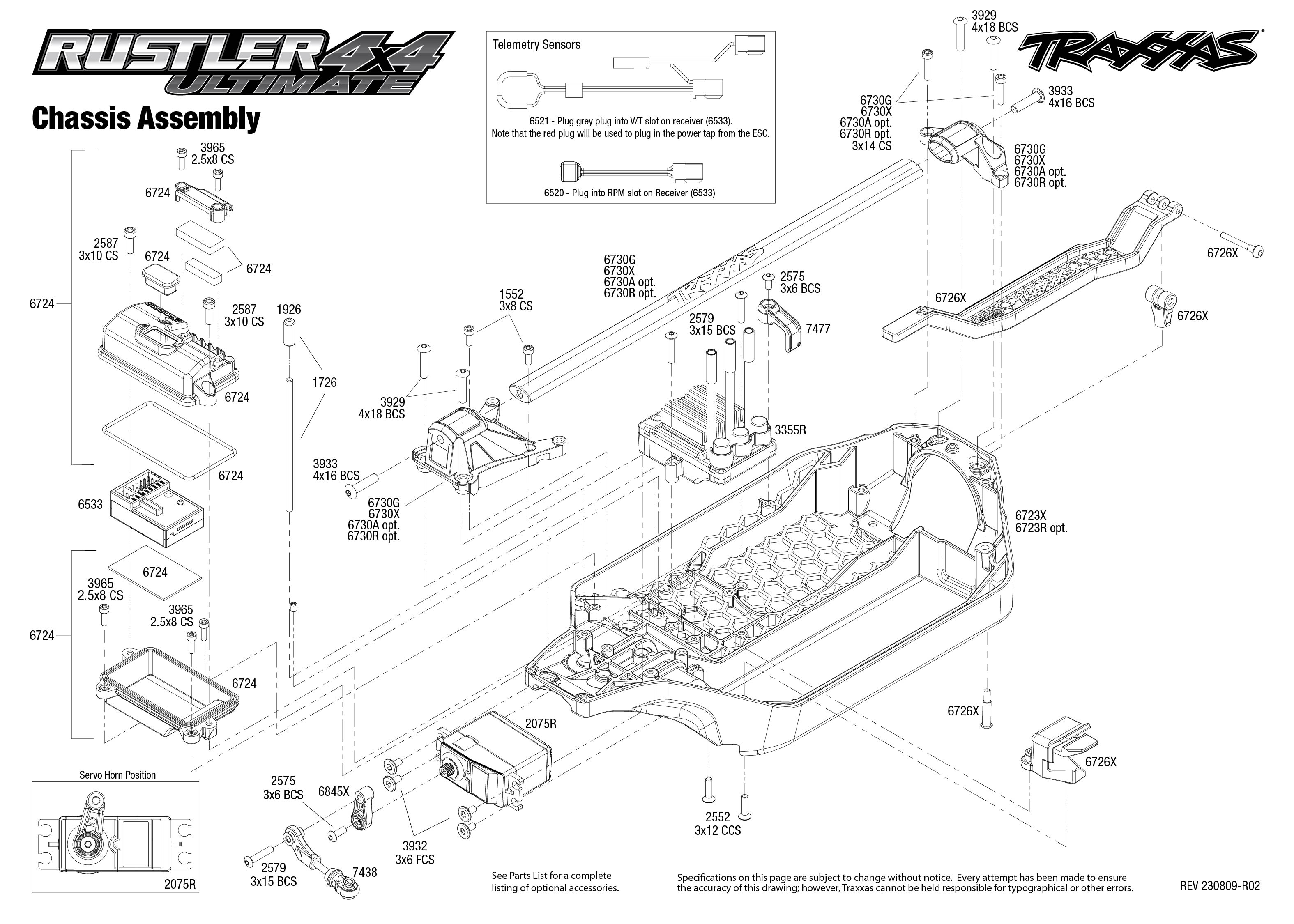 Exploded view: Rustler 4x4 Ultimate VXL 1:10 RTR - Chassis | Astra