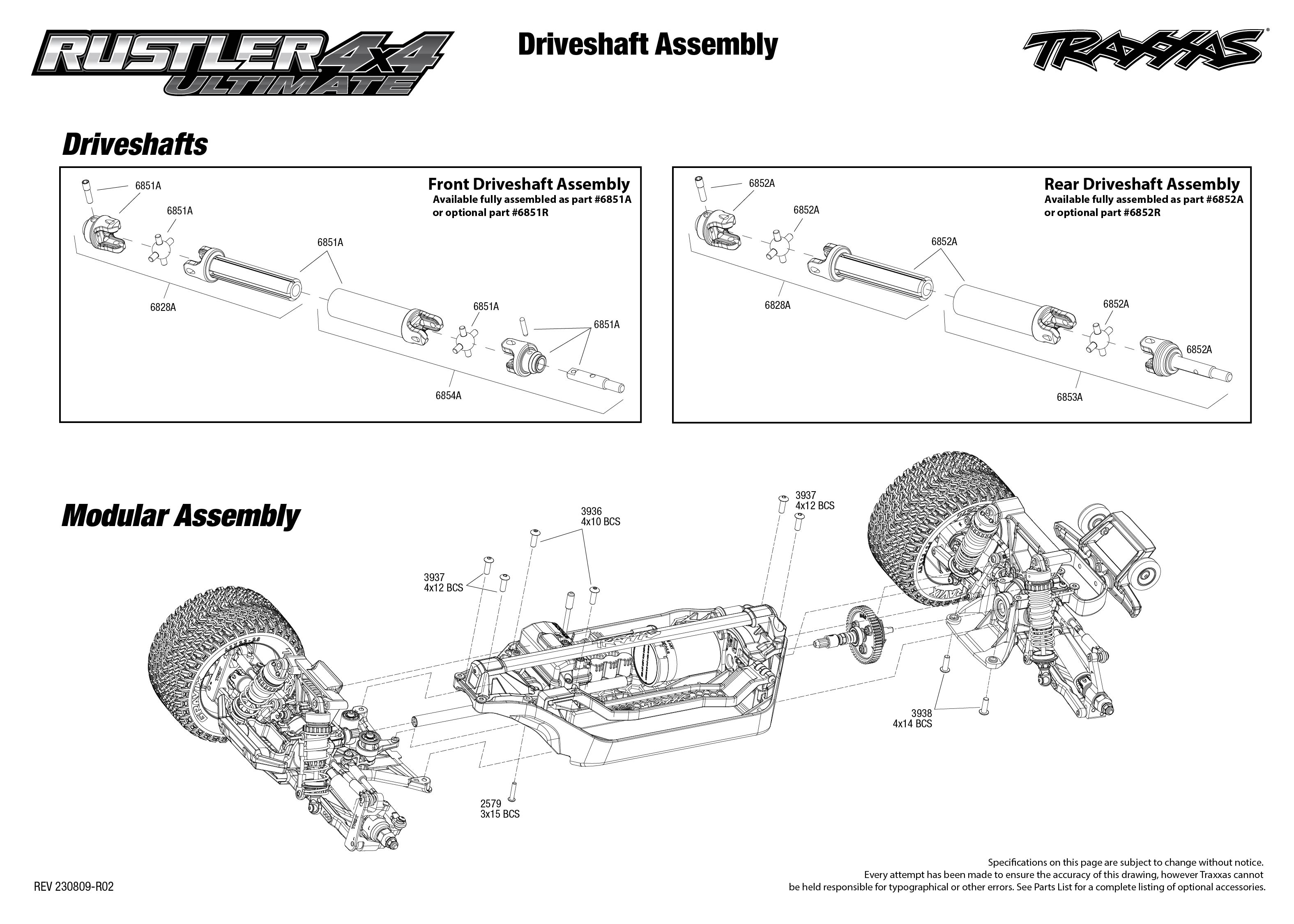 Exploded view: Rustler 4x4 Ultimate VXL 1:10 RTR - Pohon | Astra