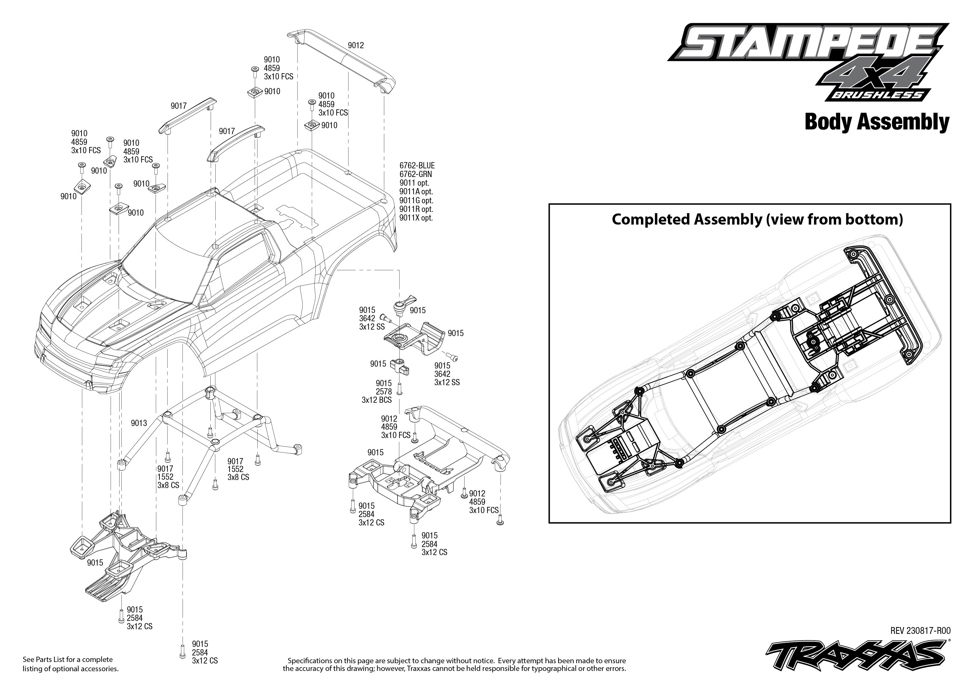Exploded view: Stampede 1:10 BL-2s 4WD RTR - Body | Astra