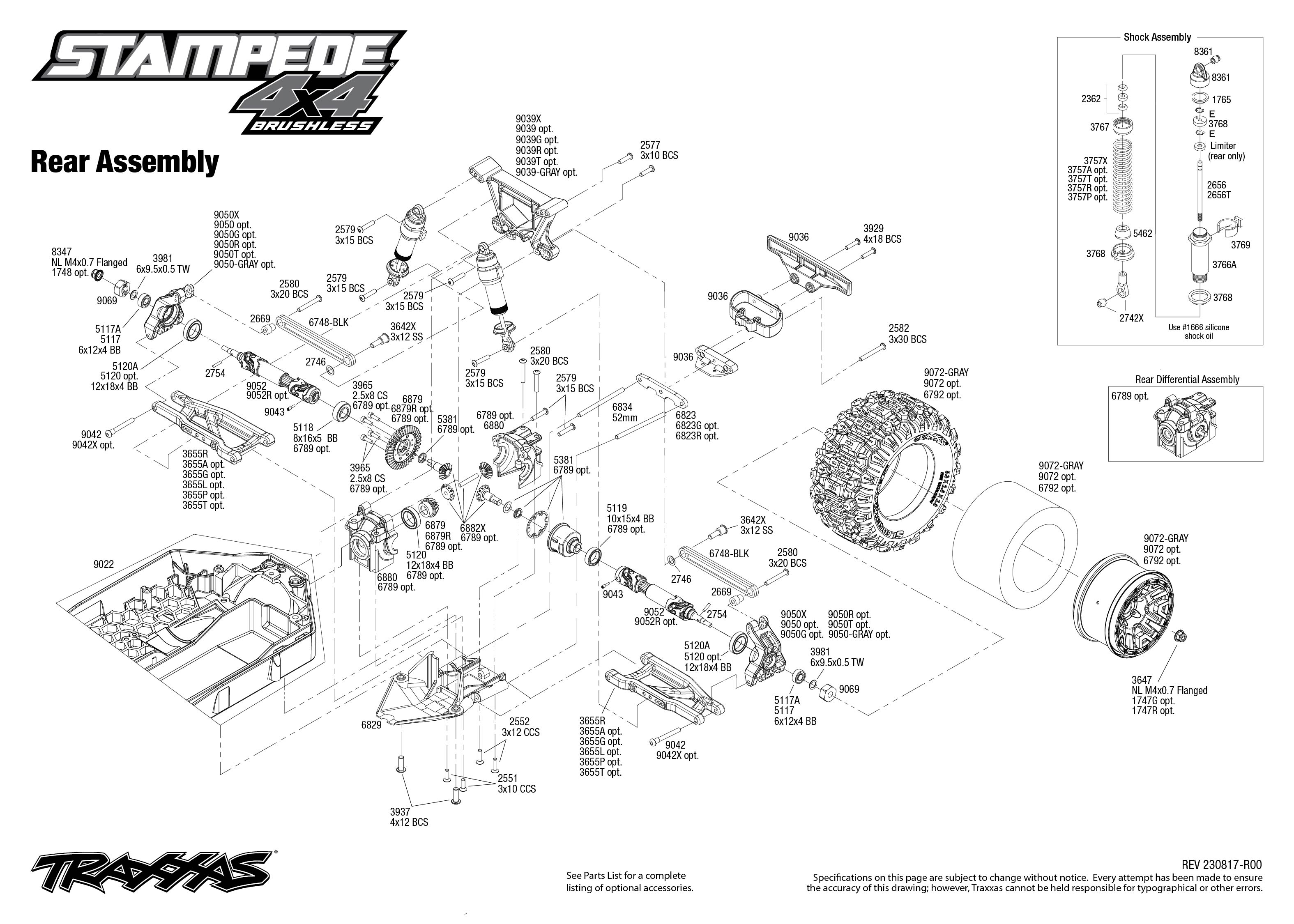 Exploded view: Stampede 1:10 BL-2s 4WD RTR - Rear part | Astra