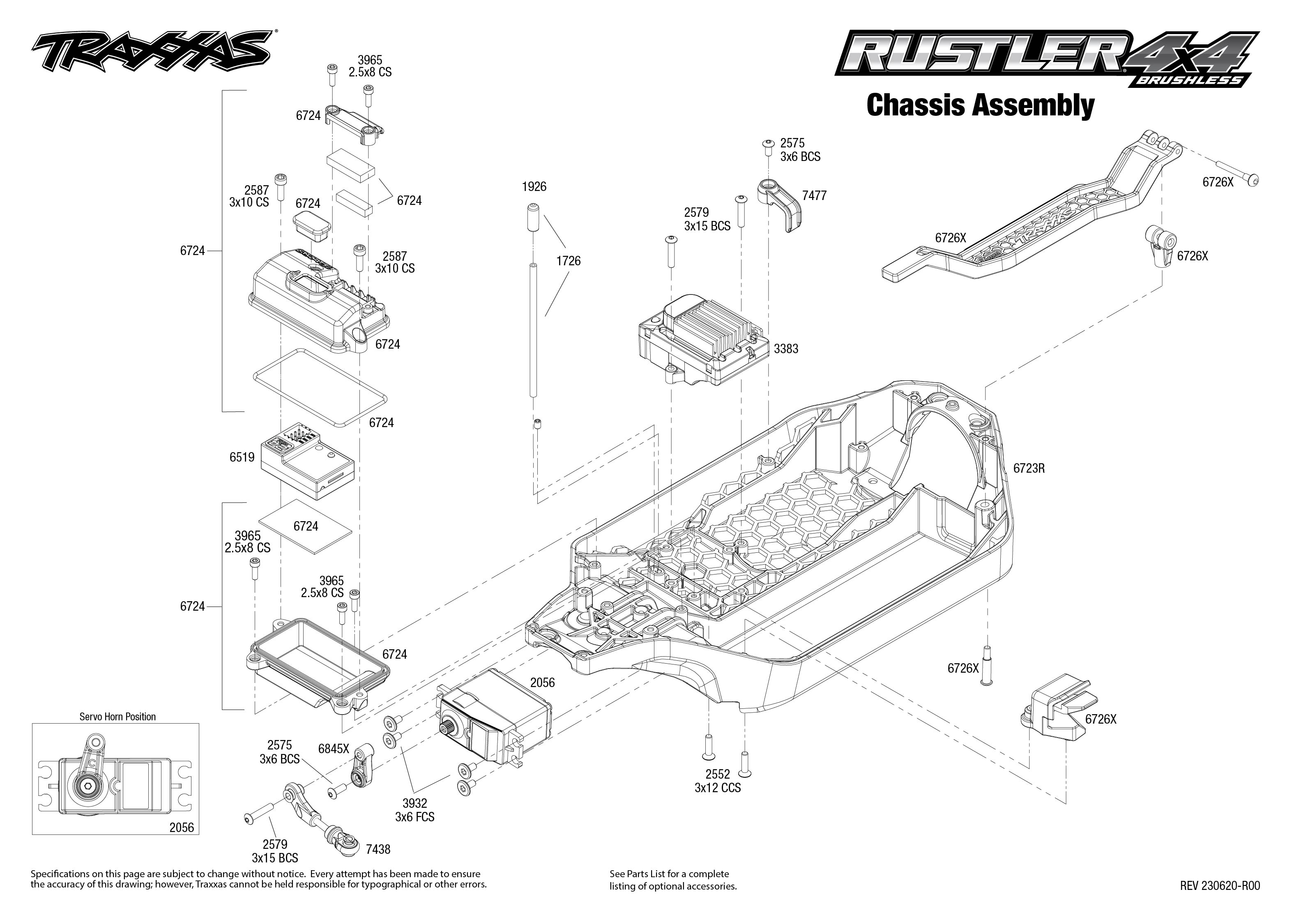Exploded view: Rustler 1:10 BL-2s 4WD RTR - Chassis | Astra