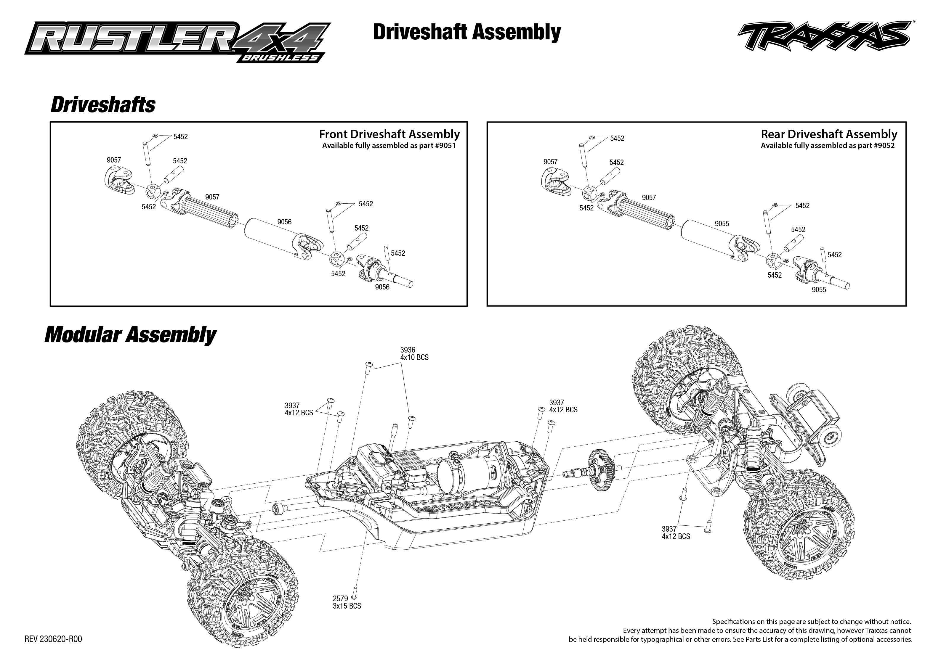 Exploded view: Rustler 1:10 BL-2s 4WD RTR - Pohon | Astra