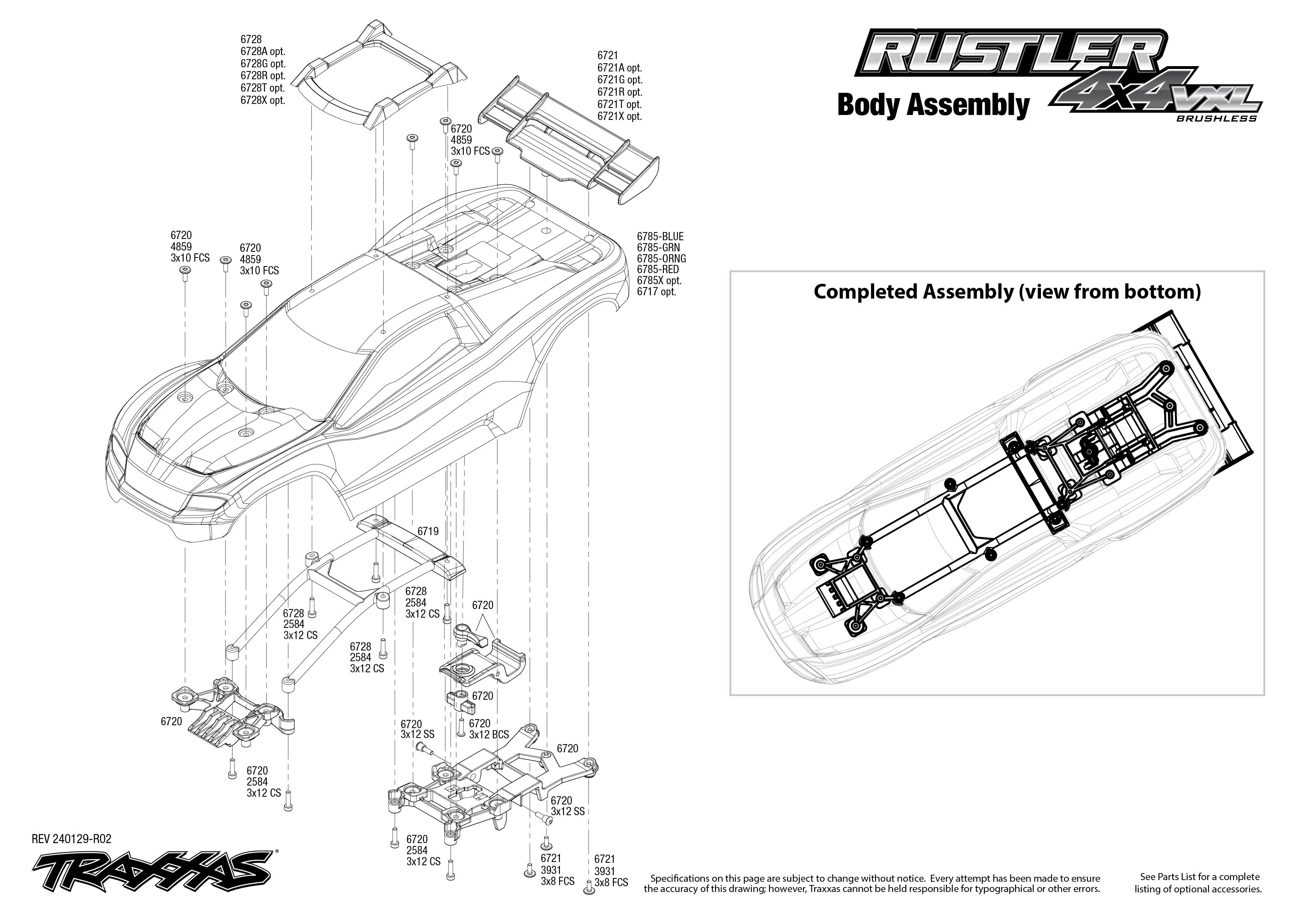 Exploded view: Rustler 1:10 VXL HD 4WD RTR - Body | Astra