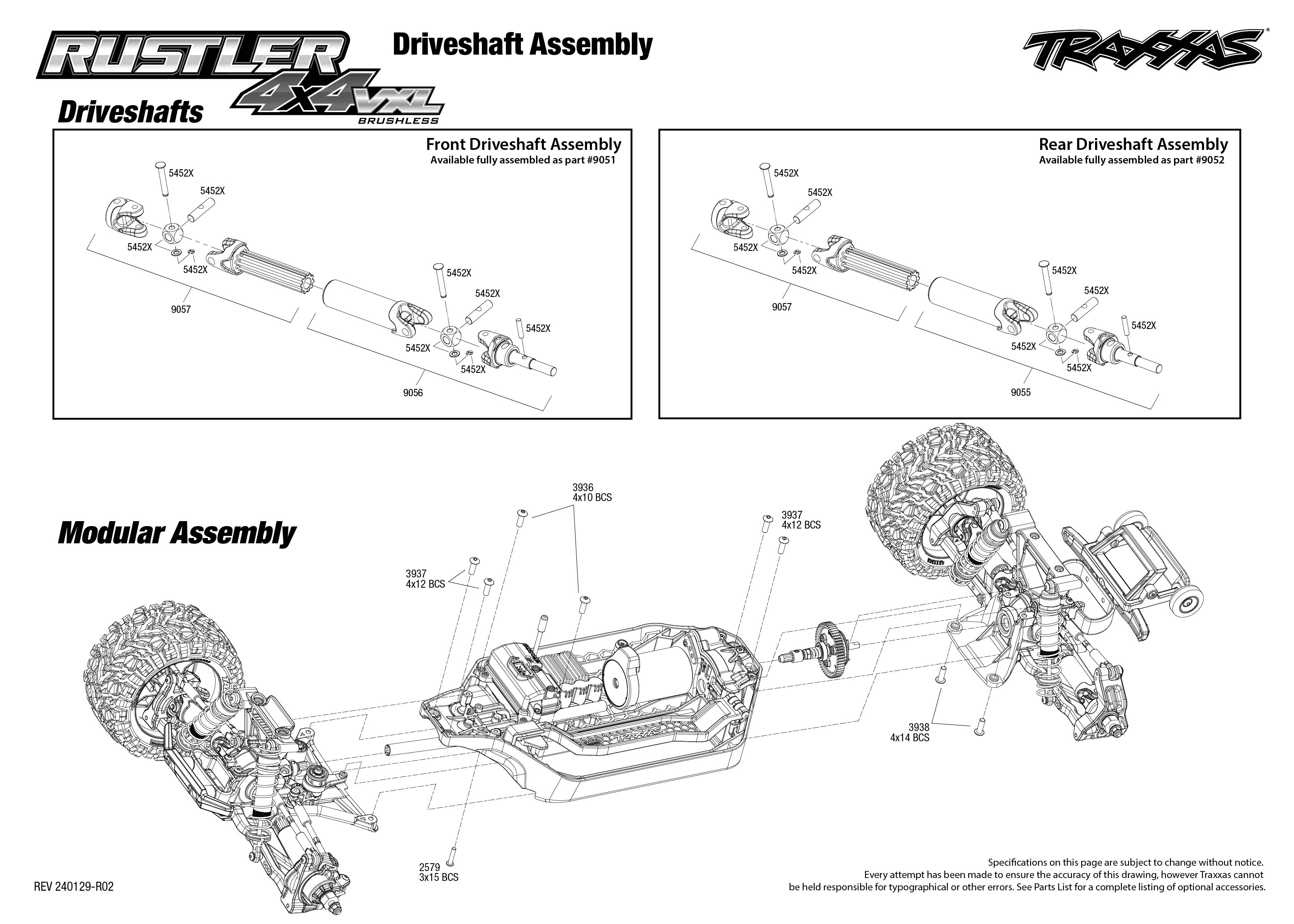 Exploded view: Rustler 1:10 VXL HD 4WD RTR - Pohon | Astra
