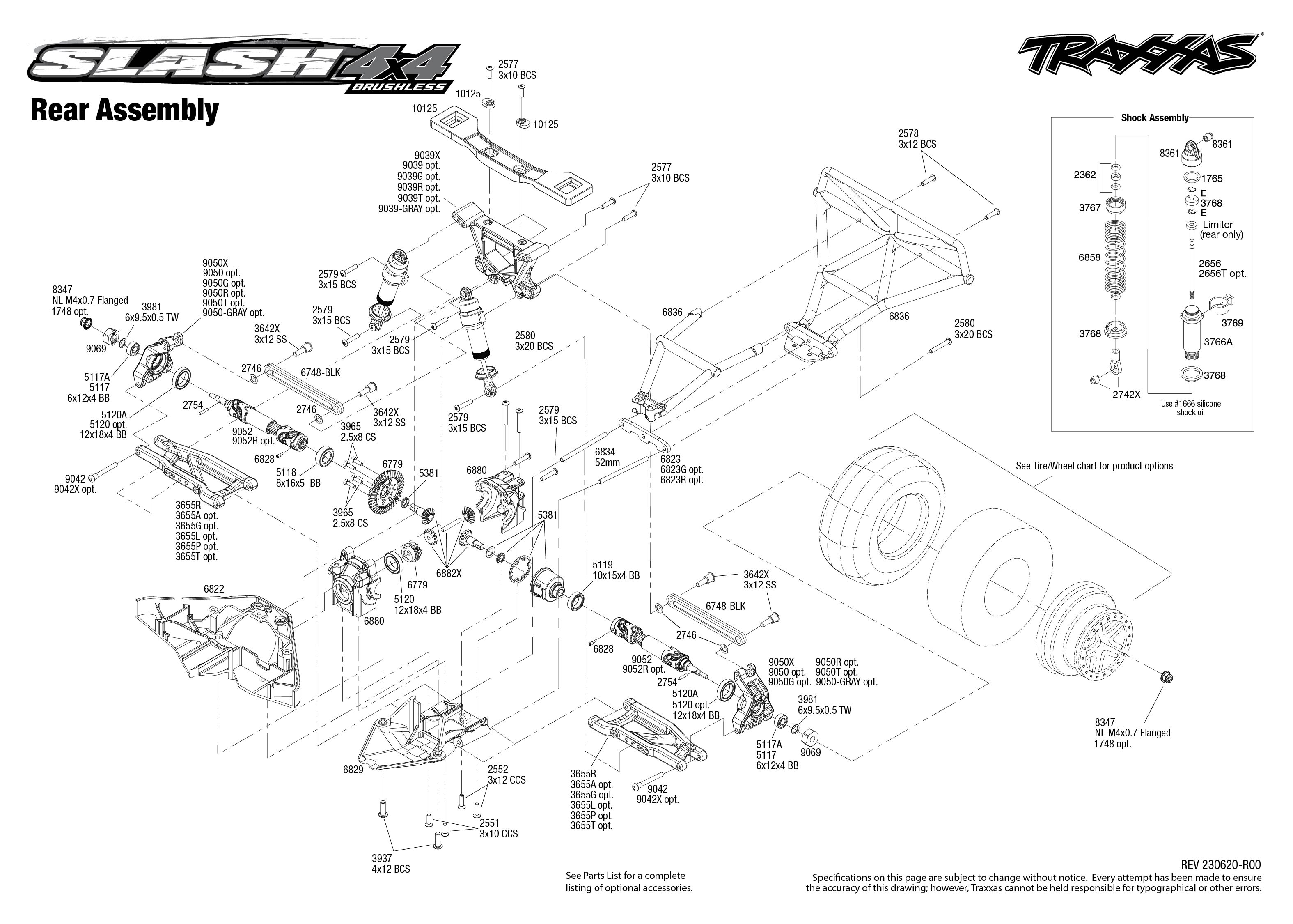 Exploded view: Slash 1:10 BL-2s 4WD RTR - Rear part | Astra