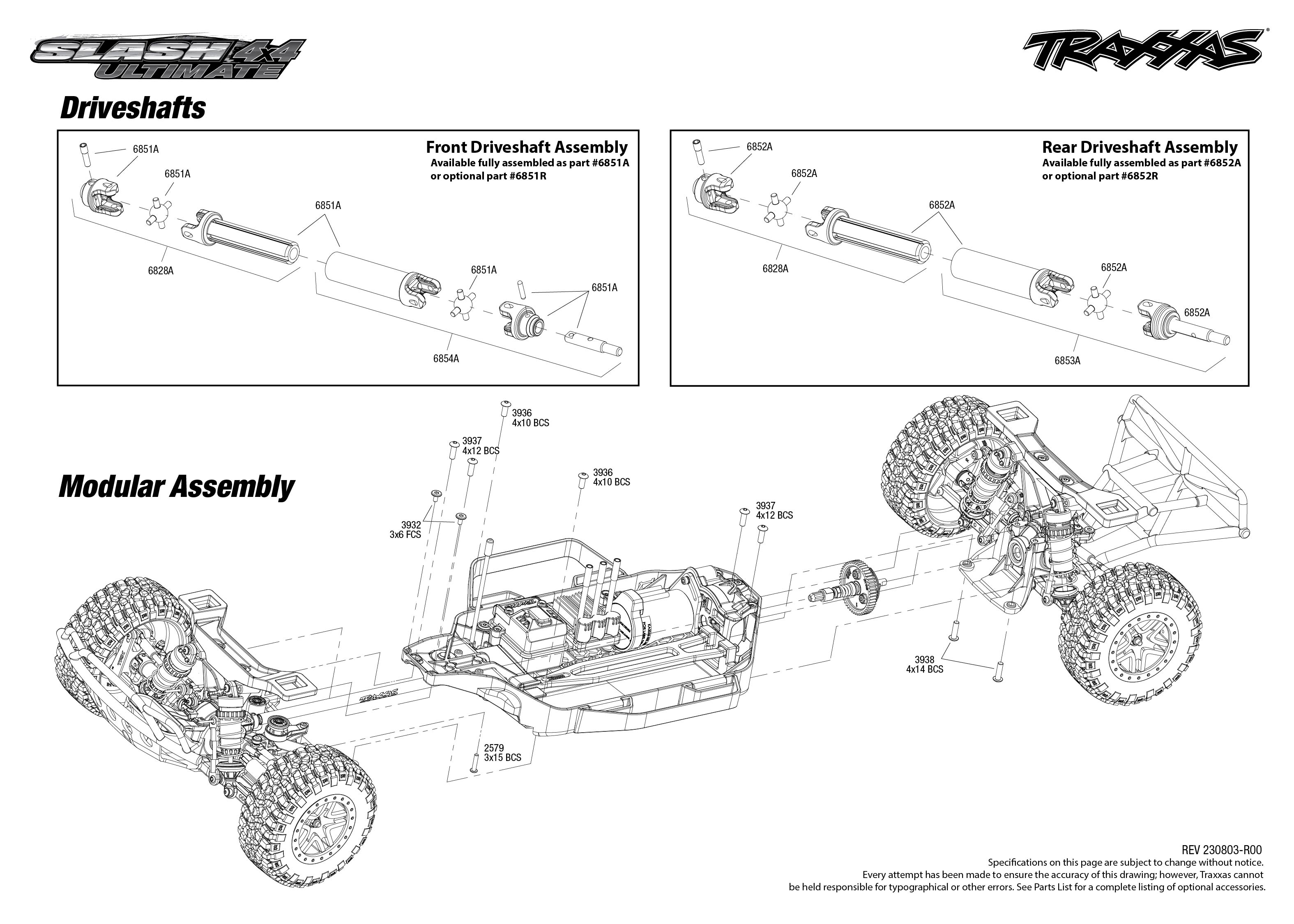 Exploded view: Slash Ultimate 1:10 VXL 4WD RTR - Pohon | Astra