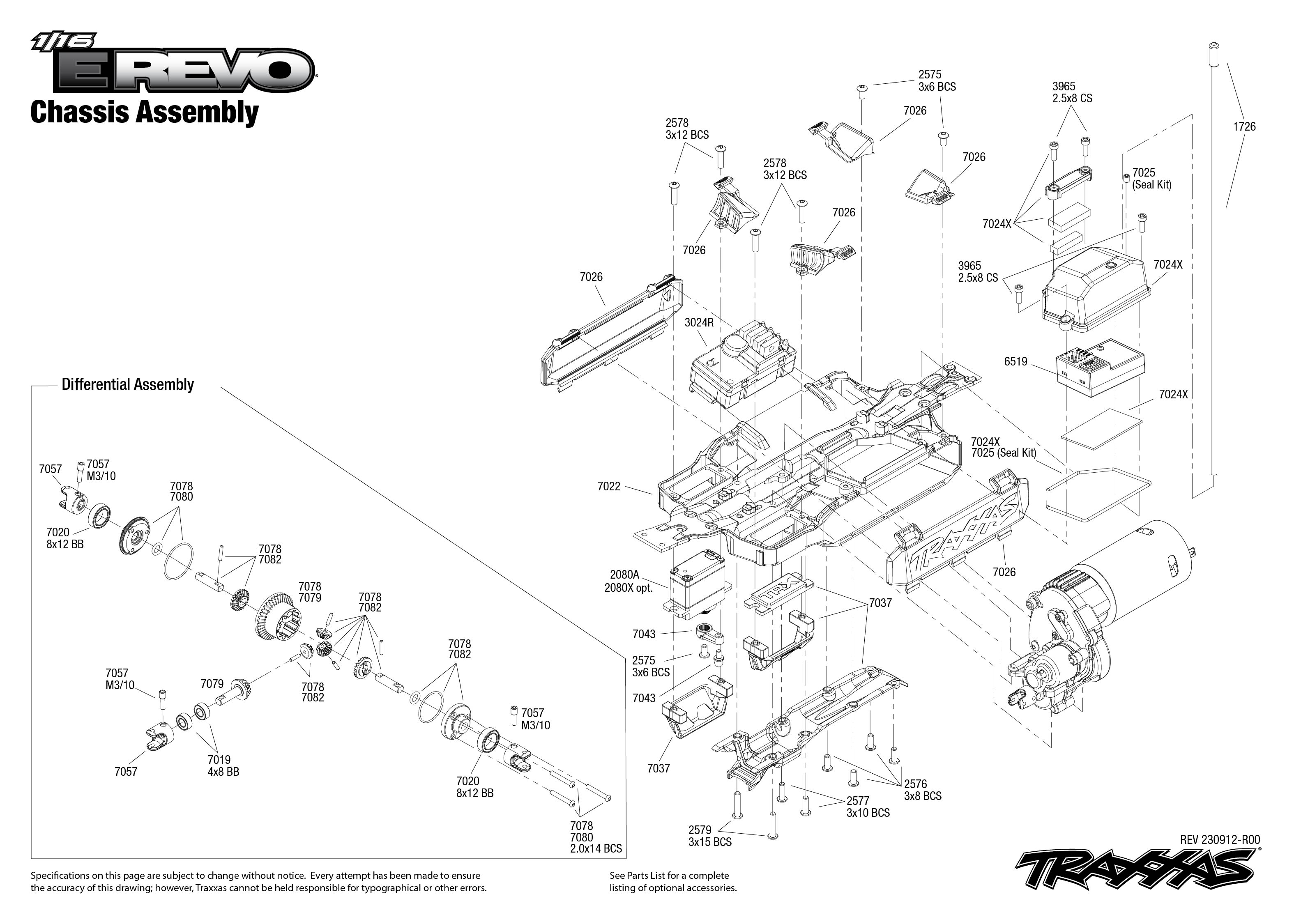 Exploded view: E-Revo 1:16 RTR - Chassis | Astra