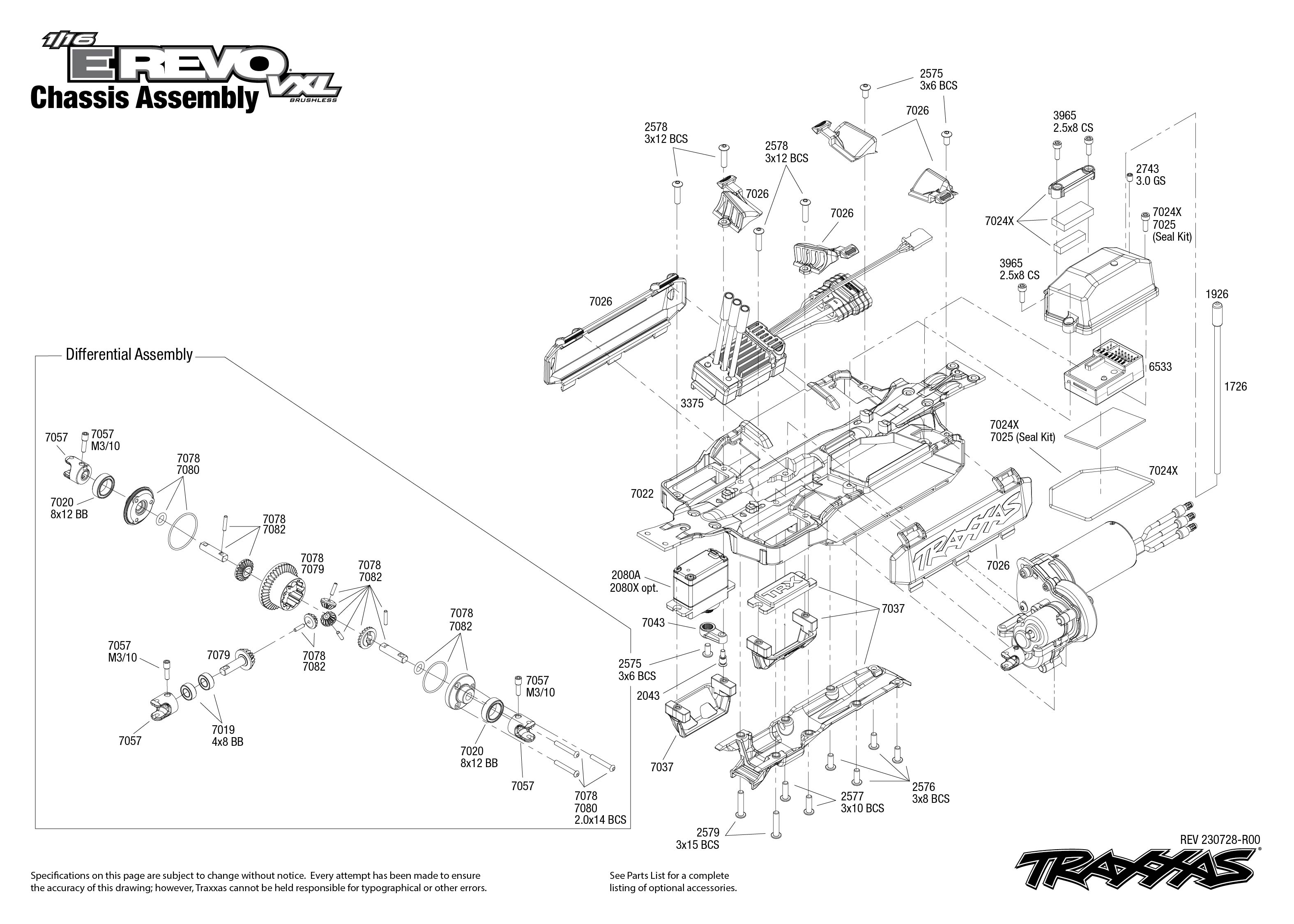 Exploded view: E-Revo 1:16 VXL RTR - Chassis | Astra