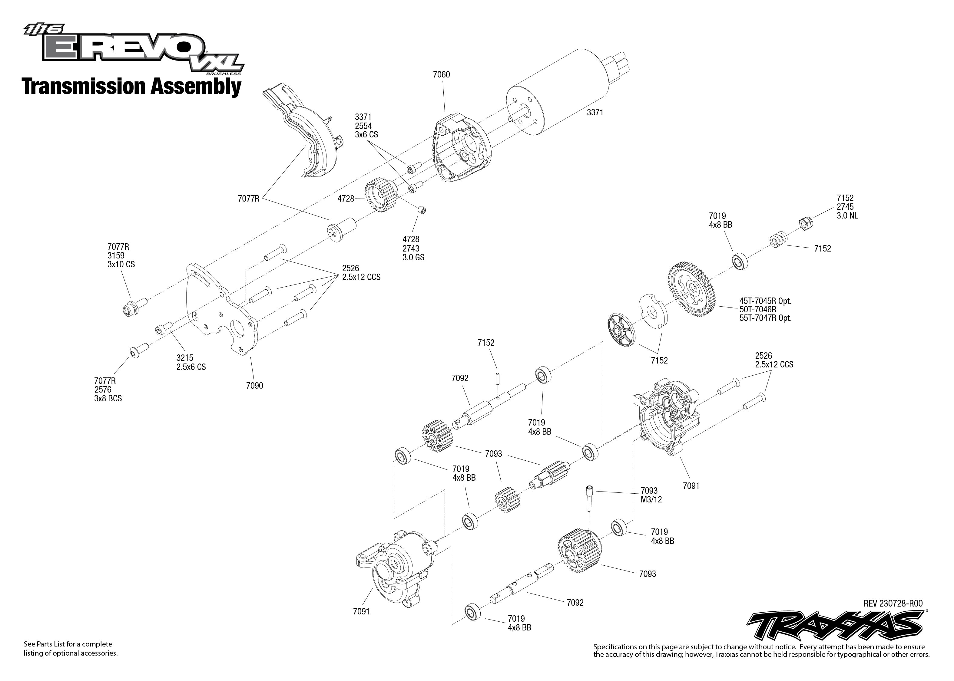 Exploded view: E-Revo 1:16 VXL RTR - Transmission | Astra