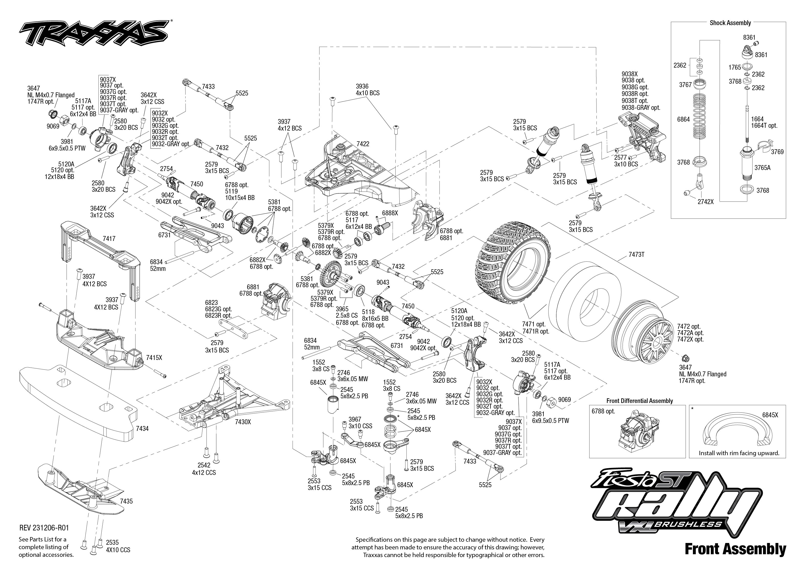 Exploded view: Ford Fiesta ST Rally 1:10 VXL 4WD RTR - Front part | Astra