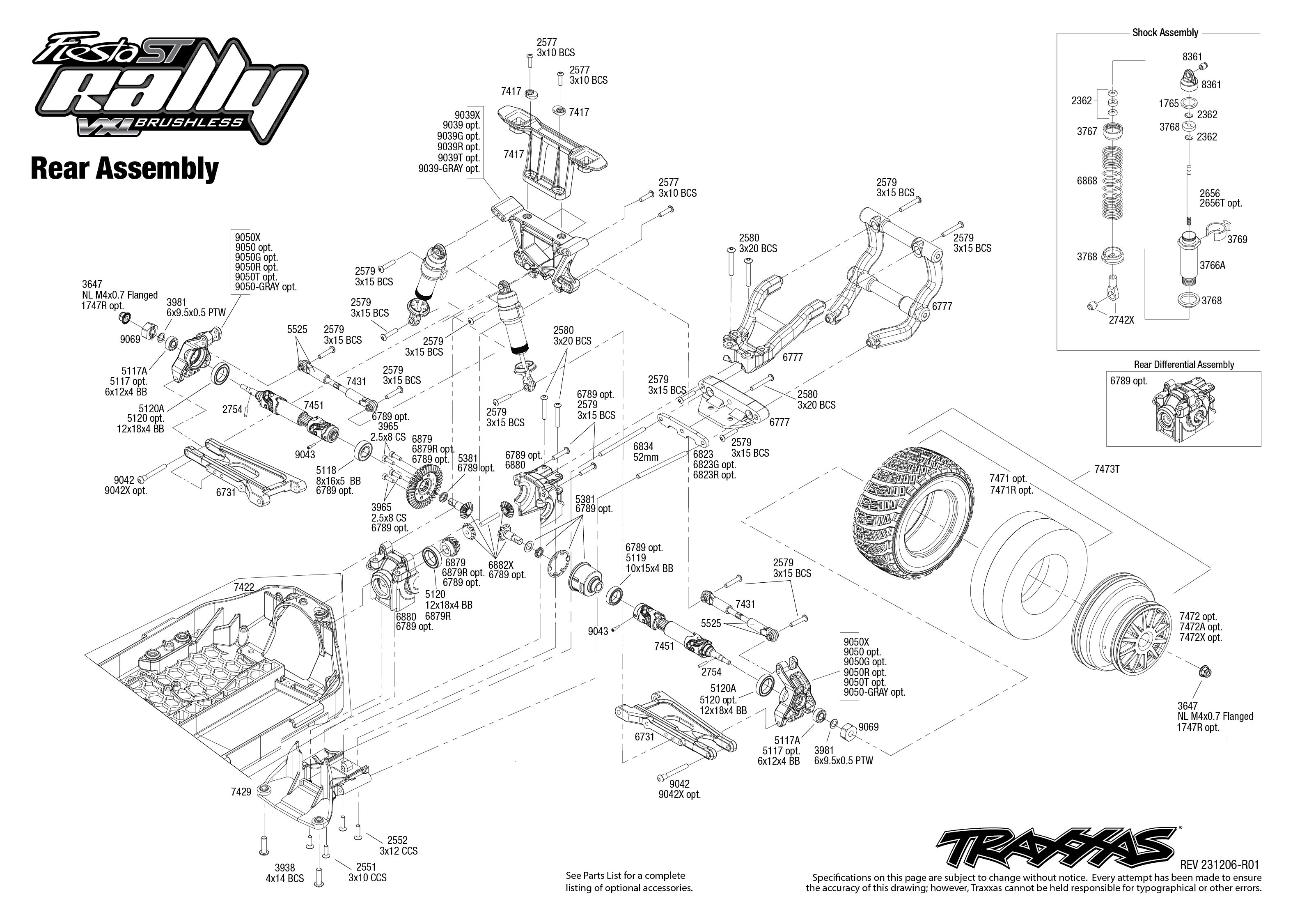 Exploded view: Ford Fiesta ST Rally 1:10 VXL 4WD RTR - Rear part | Astra