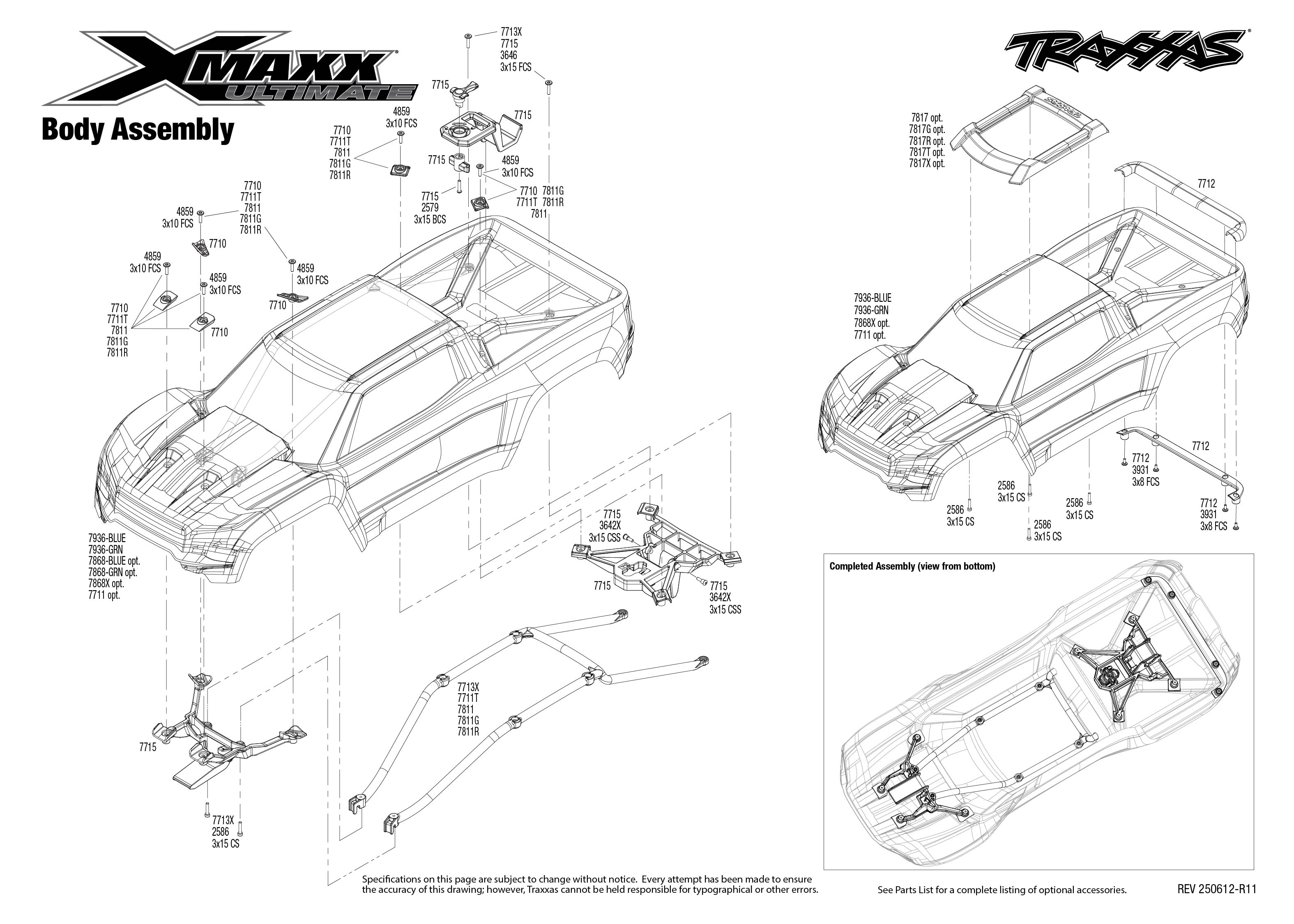 Exploded view: X-Maxx 8S Ultimate 1:5 4WD RTR - Body | Astra