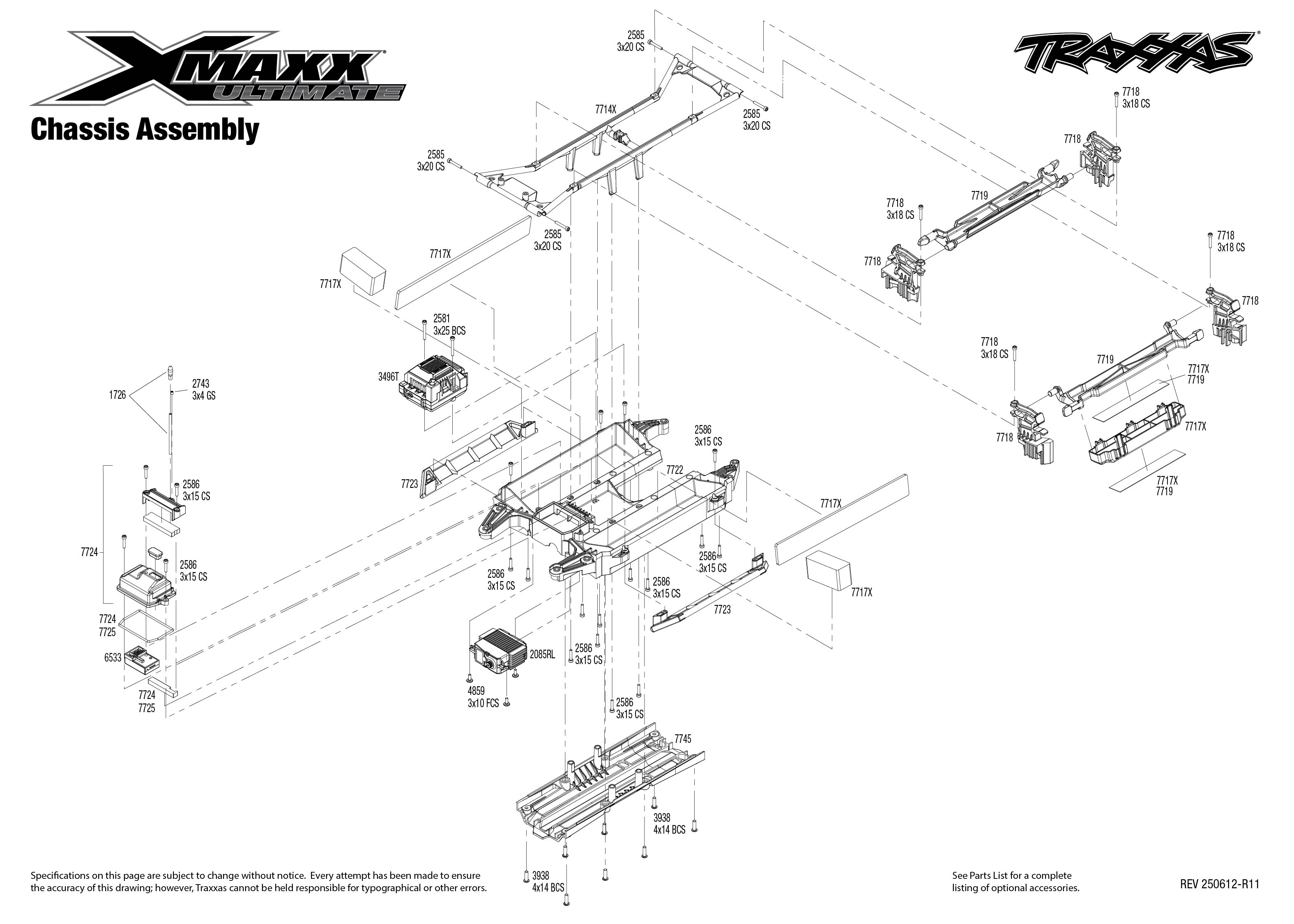Exploded view: X-Maxx 8S Ultimate 1:5 4WD RTR - Chassis | Astra