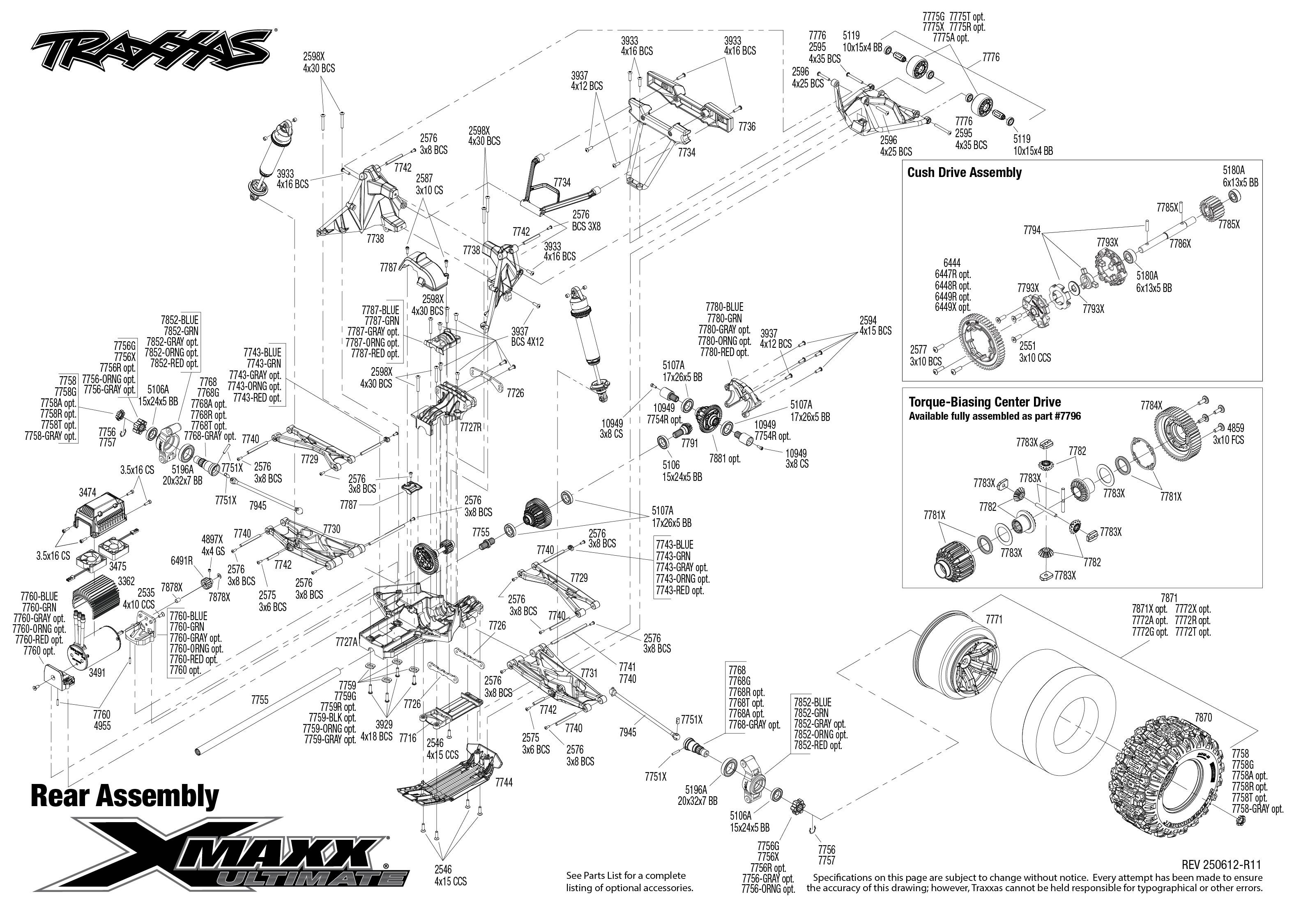 Exploded view: X-Maxx 8S Ultimate 1:5 4WD RTR - Rear part | Astra