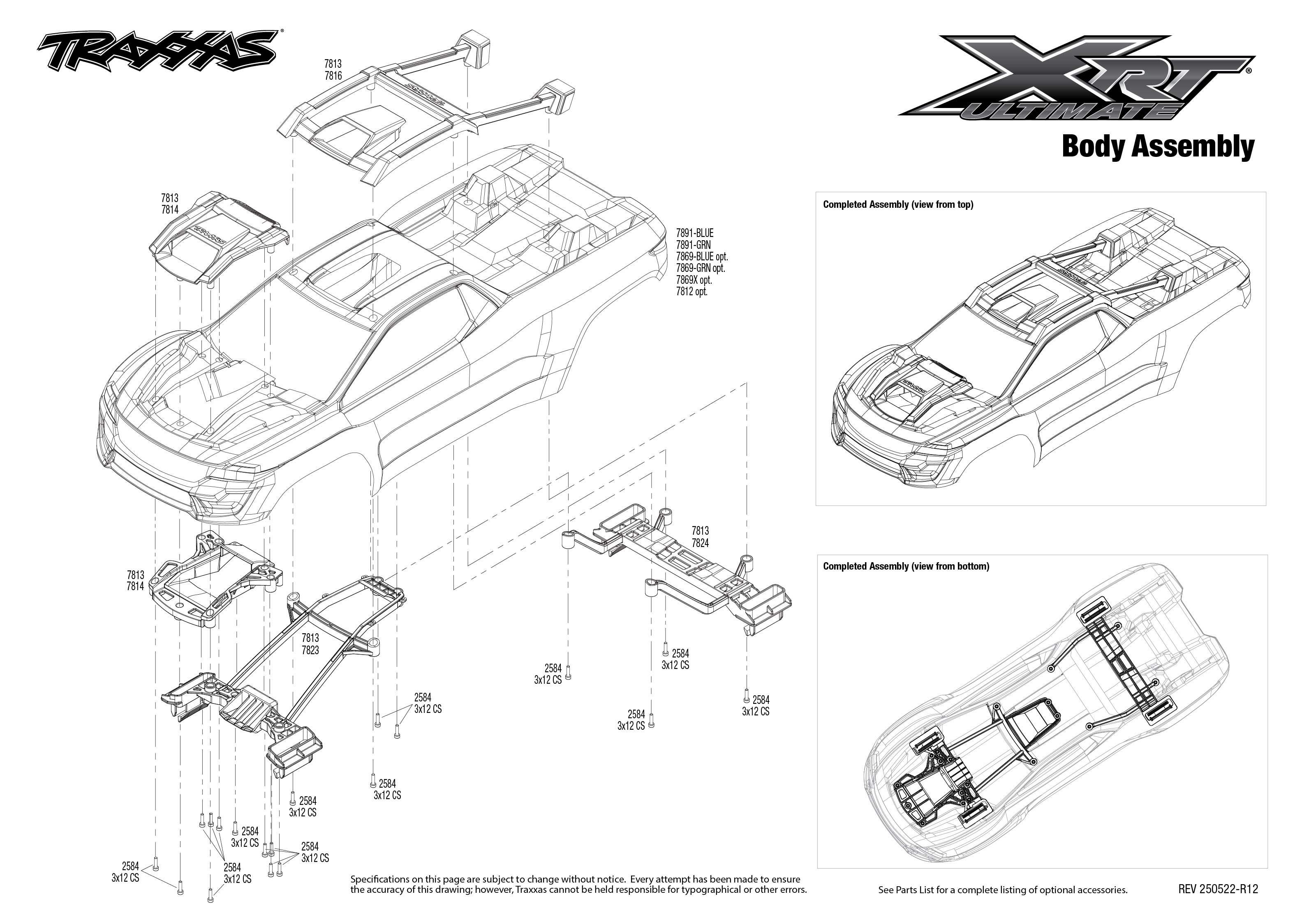 Exploded view: XRT 8S Ultimate 1:6 4WD RTR - Body | Astra