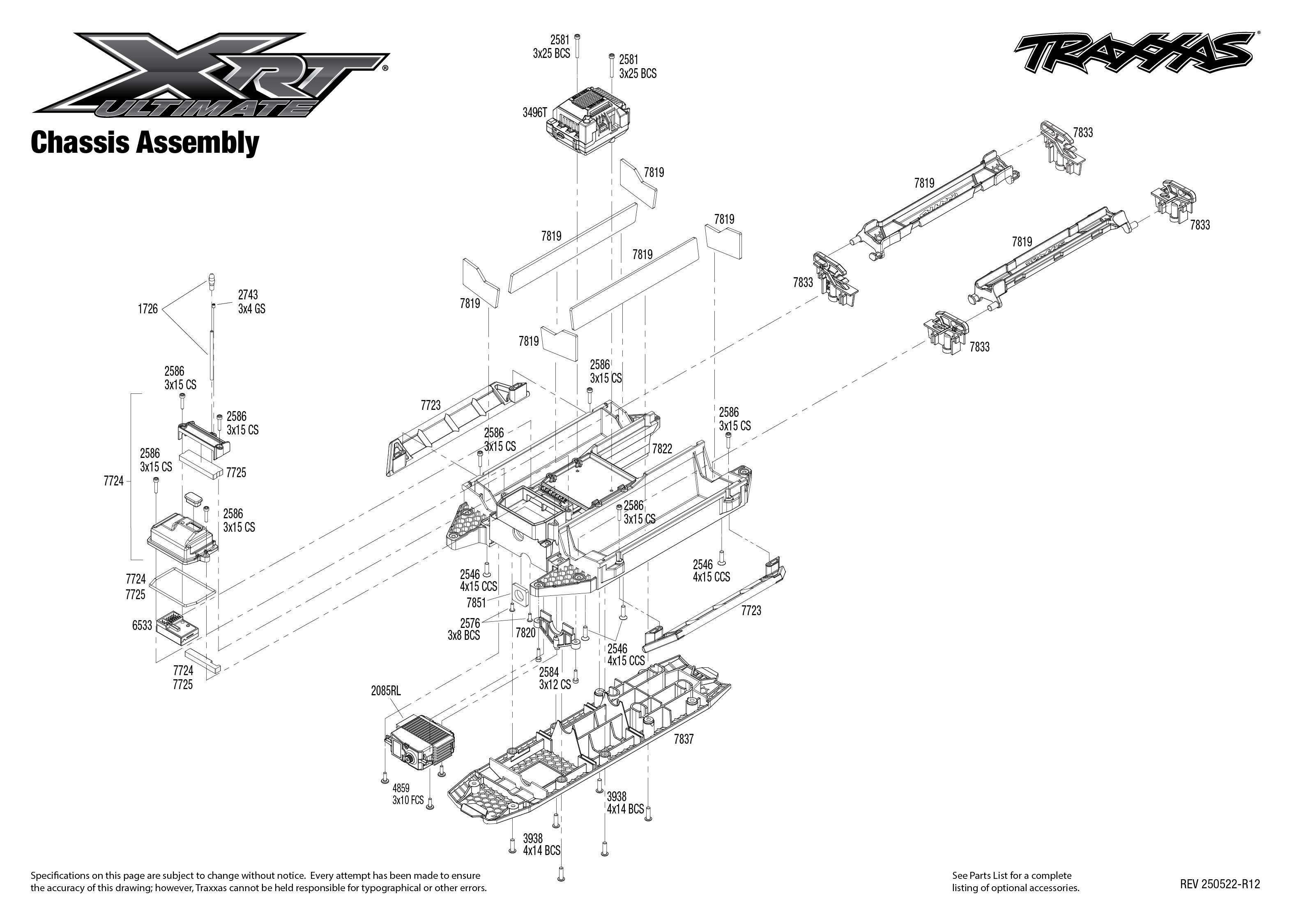 Exploded view: XRT 8S Ultimate 1:6 4WD RTR - Chassis | Astra