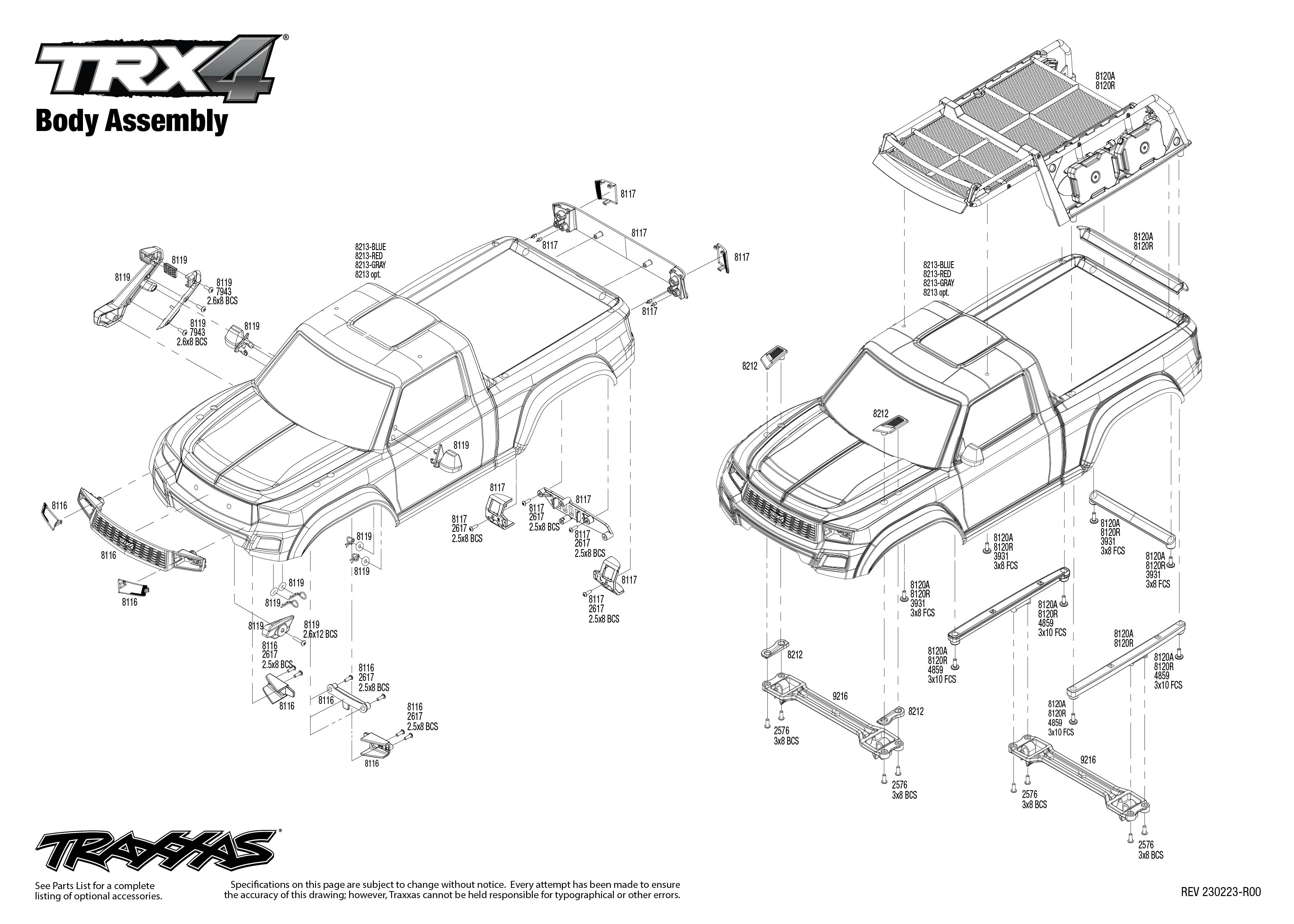 Exploded view: TRX-4 Sport High Trail Edition 1:10 RTR - Body | Astra