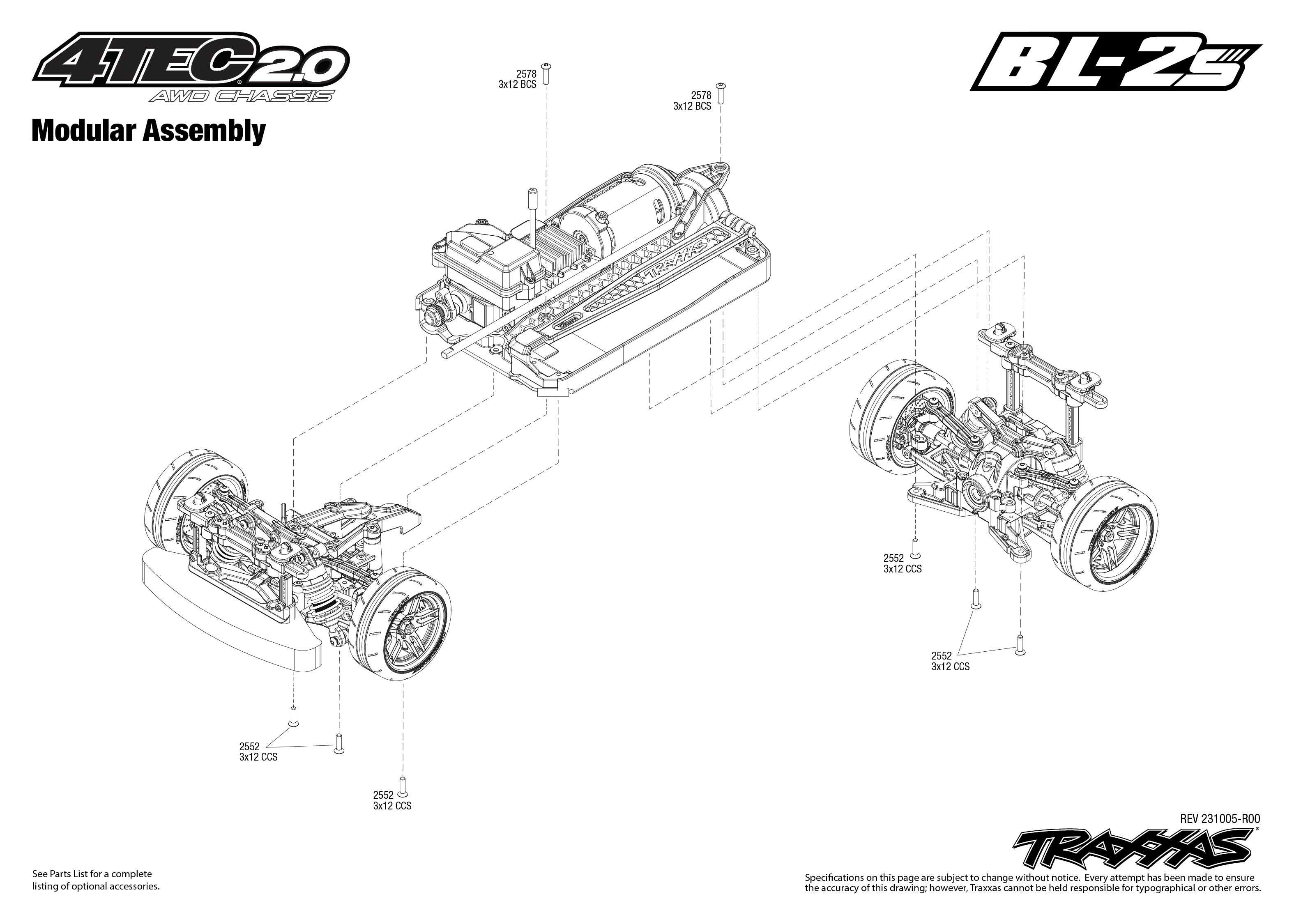 Exploded view: 4-Tec 2.0 1:10 BL-2s RTR - Modular assembly | Astra