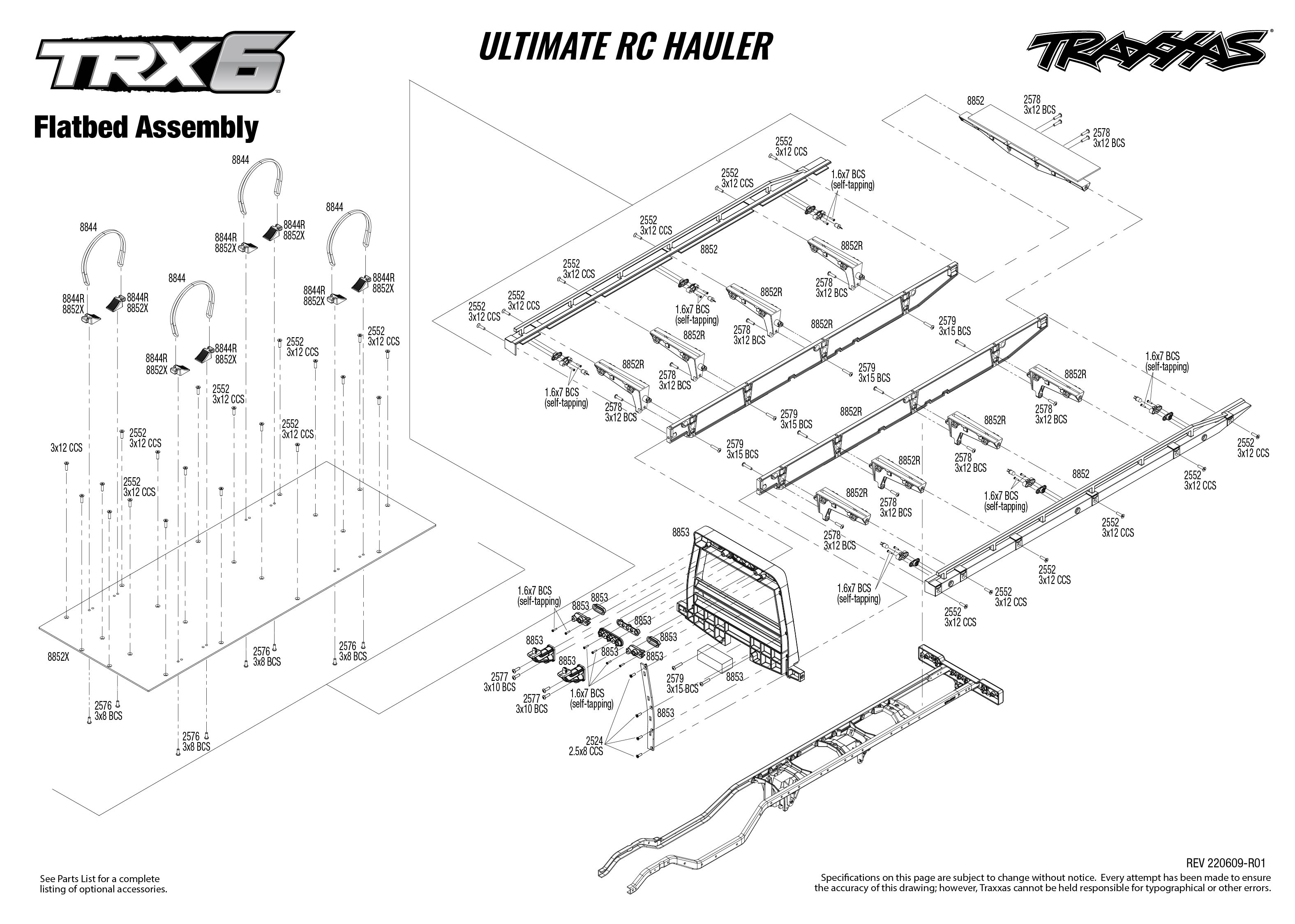 Exploded view: Traxxas TRX-6 Ultimate RC Hauler 6x6 1:10 RTR čer - | Astra