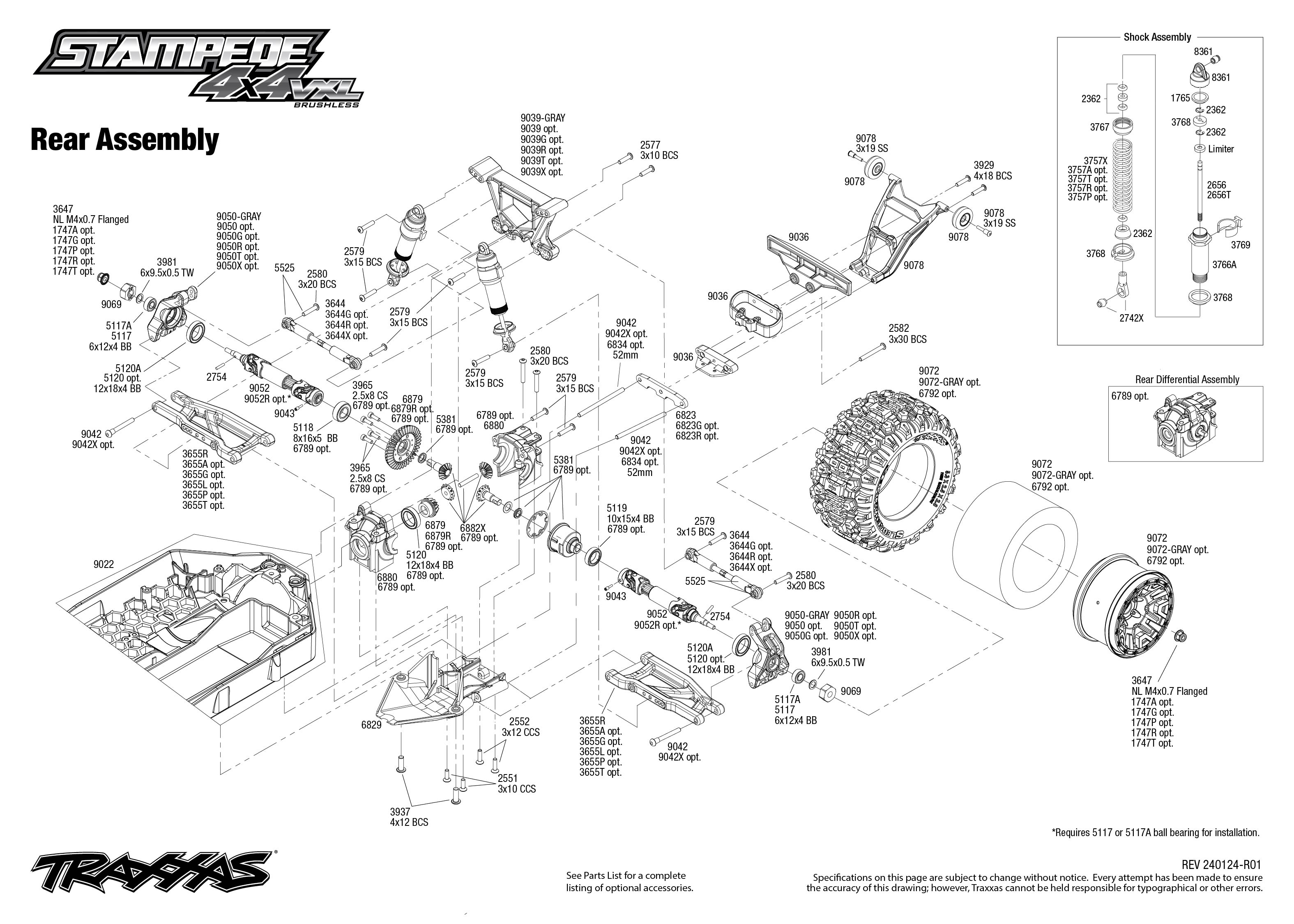 Exploded view: Stampede 1:10 4x4 VXL RTR - Rear part | Astra