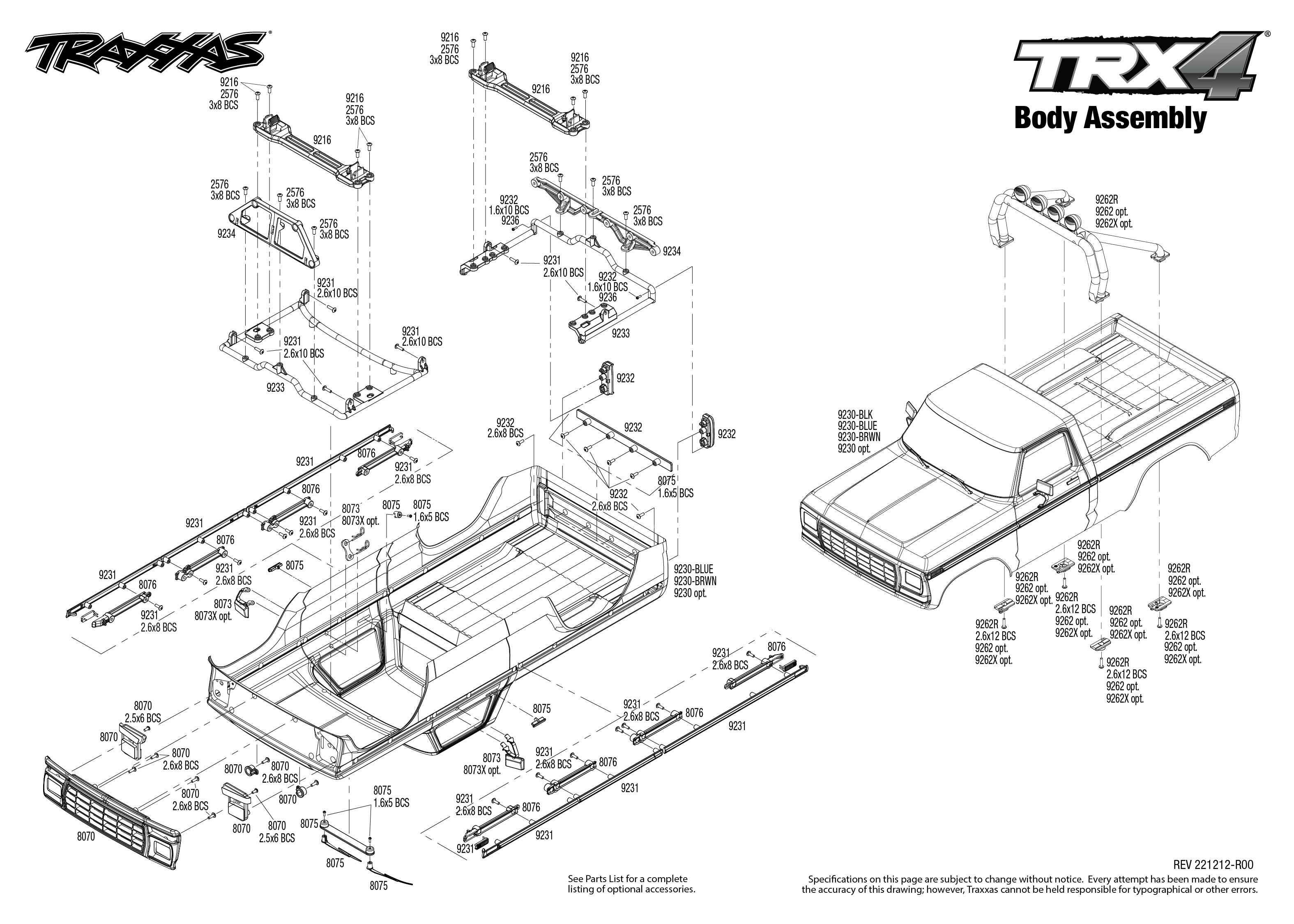 Exploded view: Traxxas TRX-4 Ford F-150 Ranger XLT TQi 1:10 RTR - Body ...
