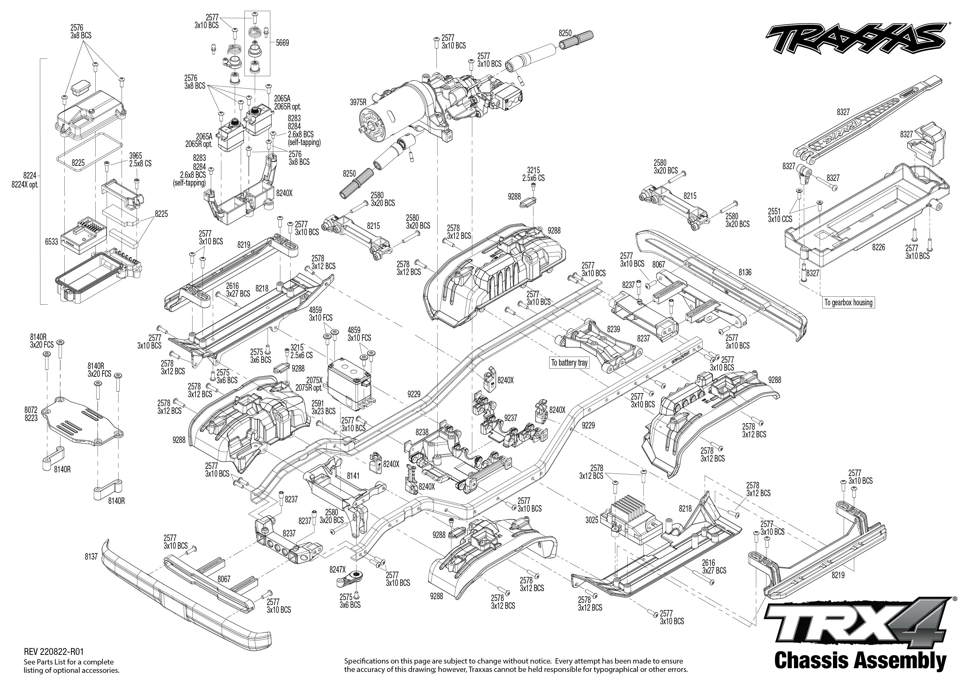 Exploded view: Traxxas TRX-4 Chevrolet K10 1979 - Chassis | Astra