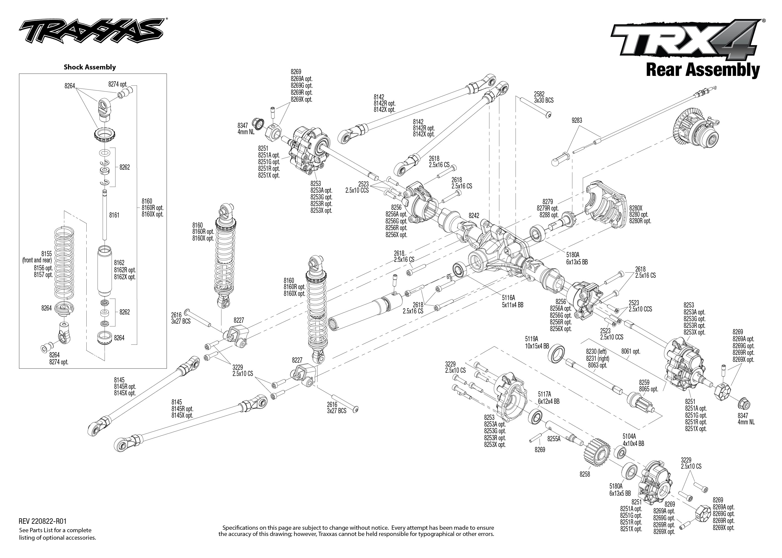 Exploded view: Traxxas TRX-4 Chevrolet K10 1979 - Rear part | Astra